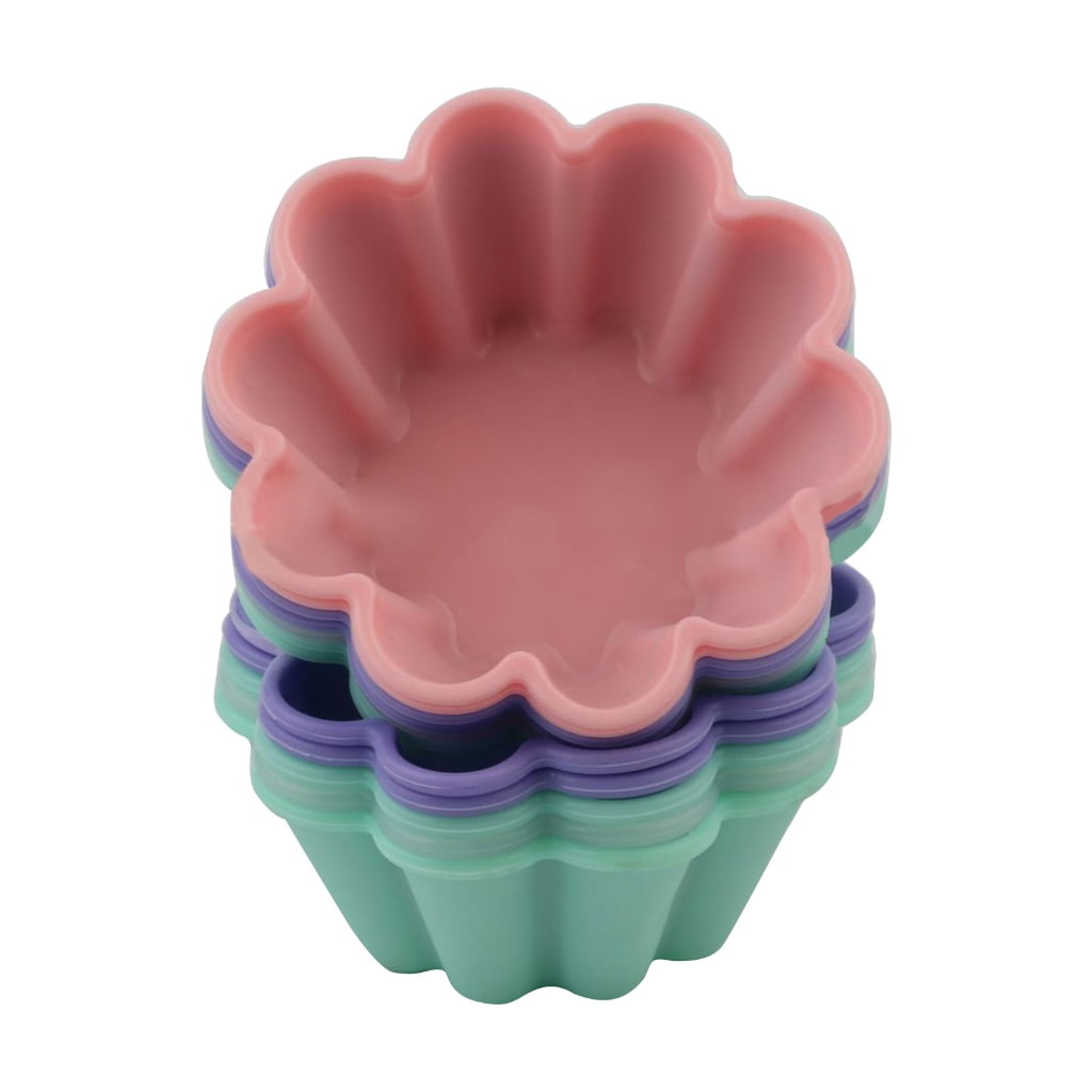 12 Pcs Flower-shaped 10-petal Flower with Side Cup Tart Cake Soap Mold ...