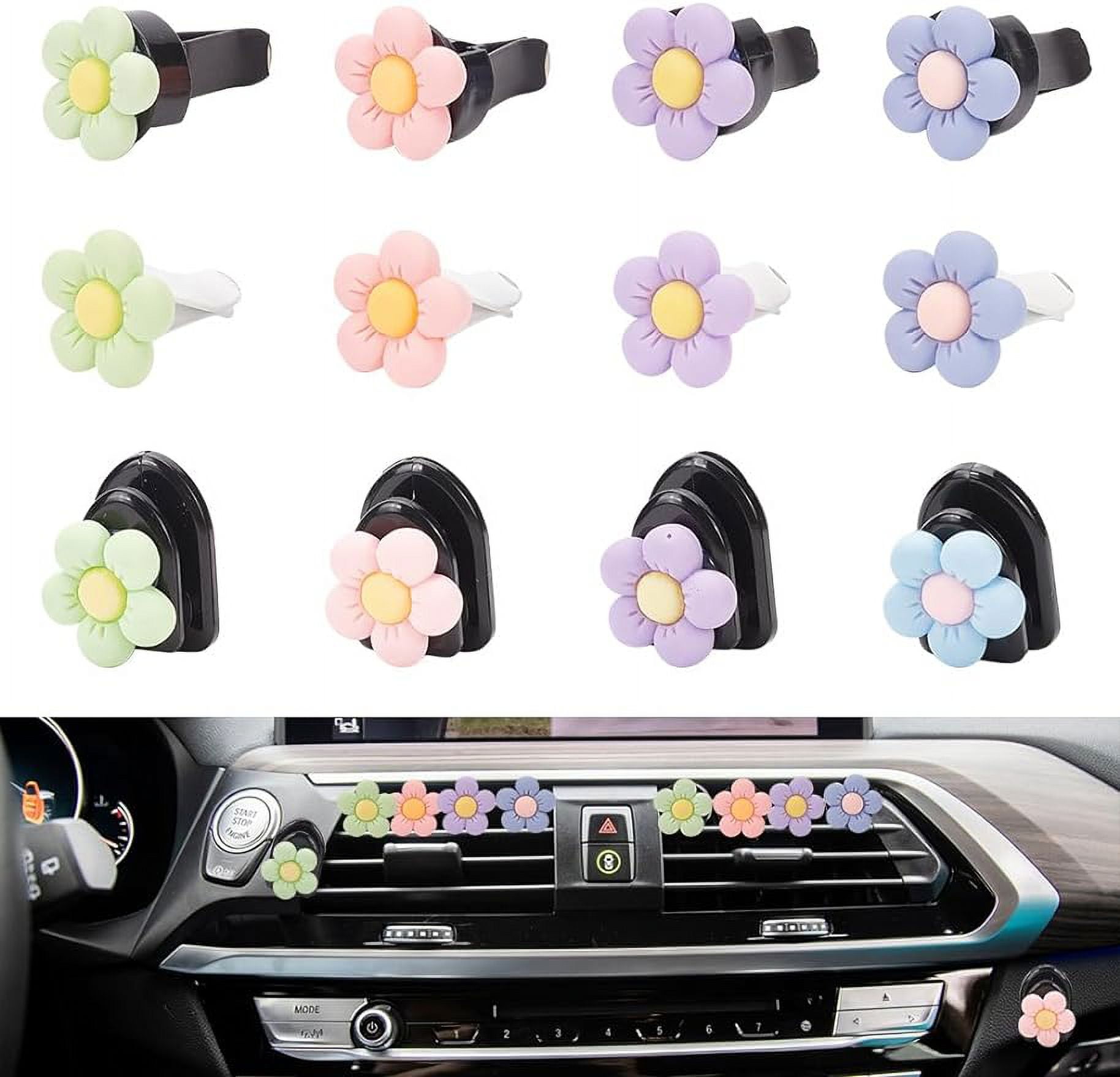 12 Pcs Flowers Car Air Vent Clips Mixed Color Plastic Air Vent Clip Air ...