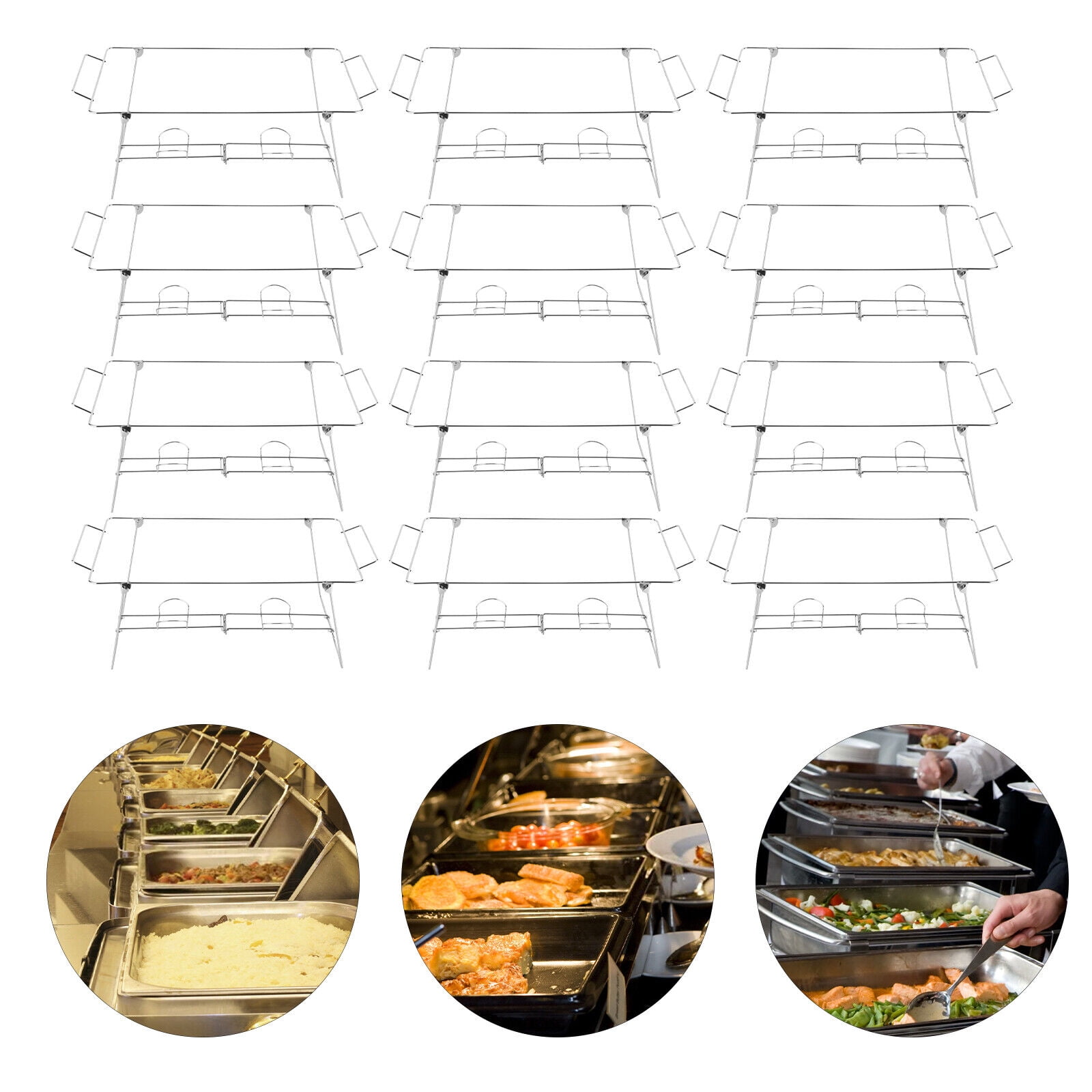 12 Pcs Foldable Buffet Stand Wire Racks Metal Chafing Wire Rack Buffet ...
