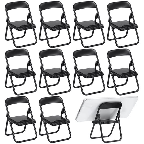 12 Pcs Folding Chair Foldable Curtain Rod Bracket Black Chairs Small ...