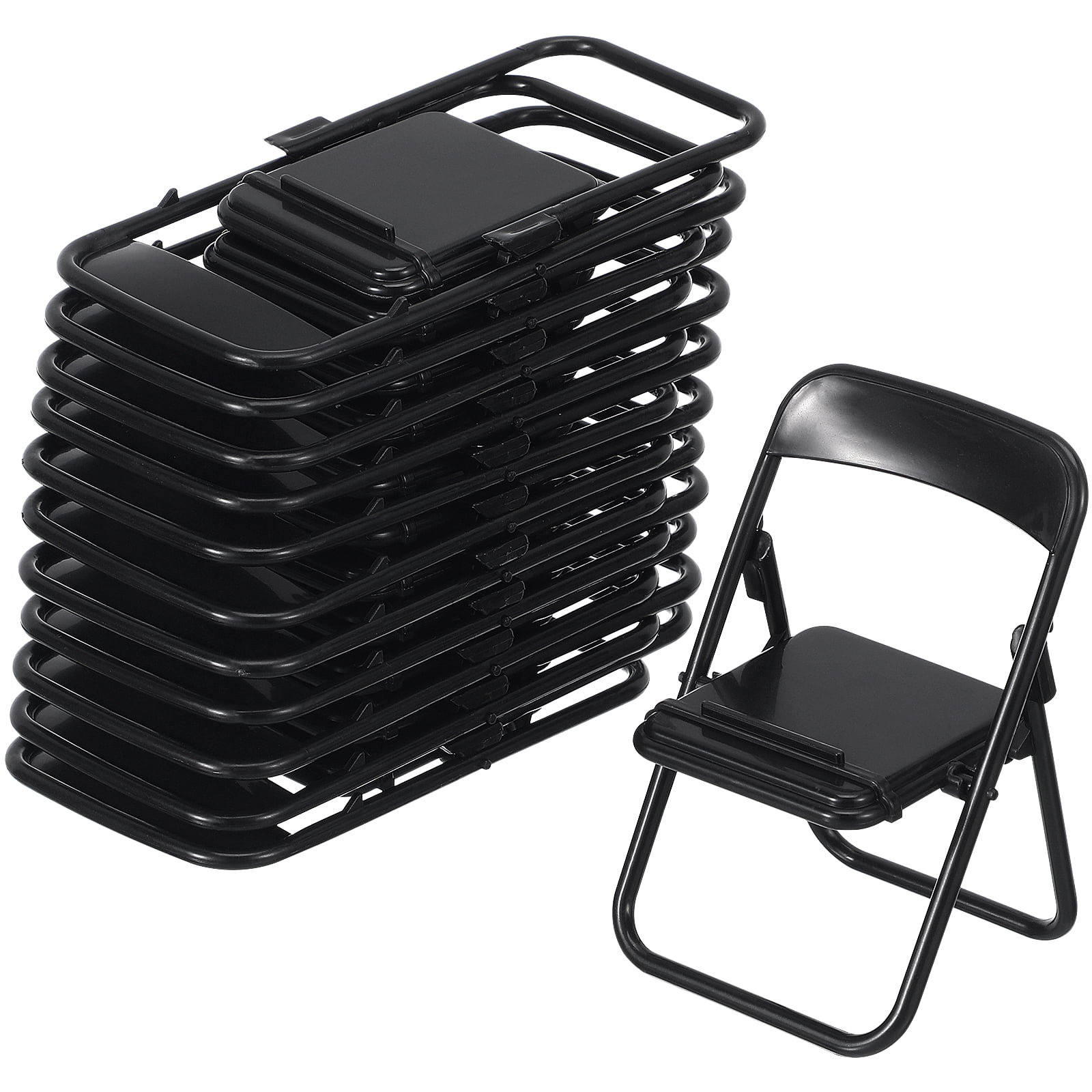 12 Pcs Folding Chair Foldable Phone Stand Desktop Chairs Work Black ...