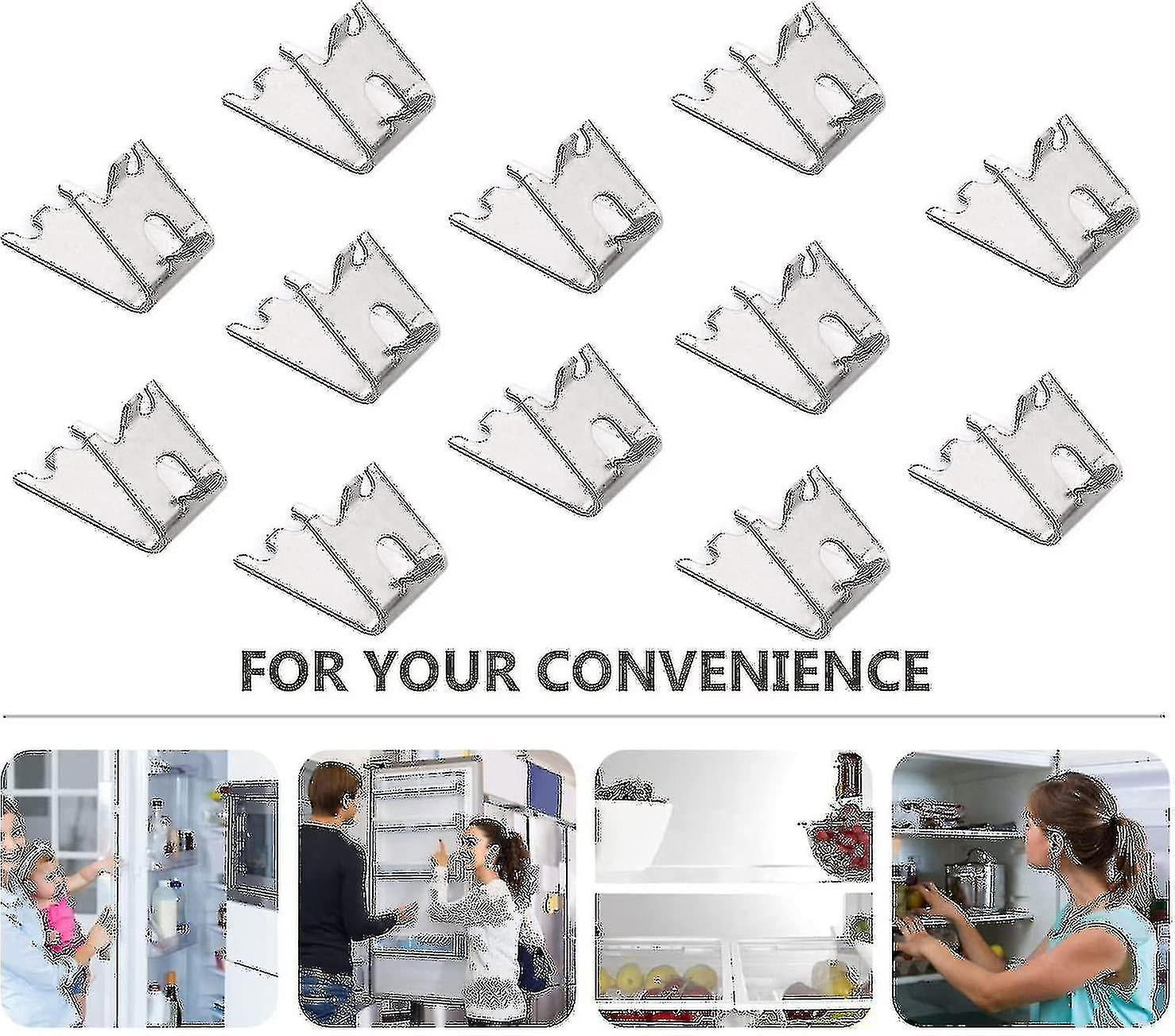 12 Pcs Freezer Shelf Clip Stainless Steel Fridge Shelf Support ...