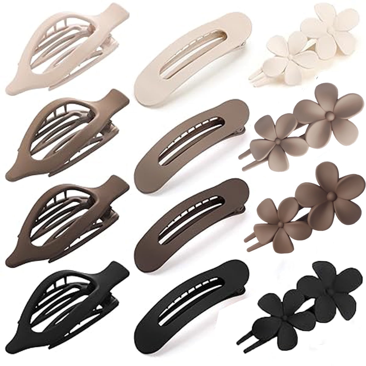12 Pcs French Flat Hair Clips for Women,3 Styles Non-Slip Flat Claw ...