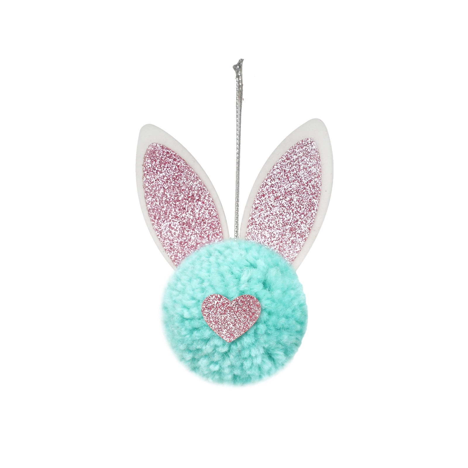 12 Pcs Fuzzy Bunny Ornaments with Bows & Pom Pom Tails, Soft Easter ...