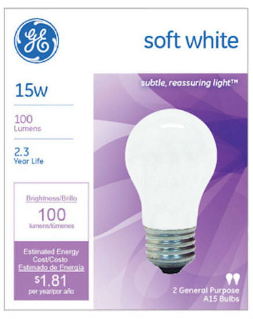 GE Lighting, 12 Pcs Medium Base A15 Light Bulbs, 15W Soft White, 110 ...