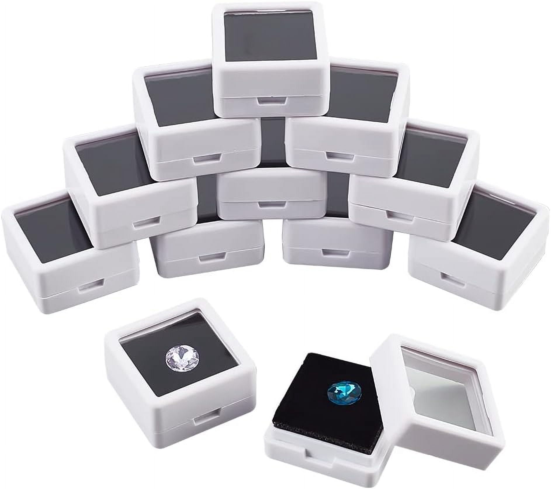 12 Pcs Gemstone Display Box 1.18x1.18x0.64 White Plastic Square Jewelry ...
