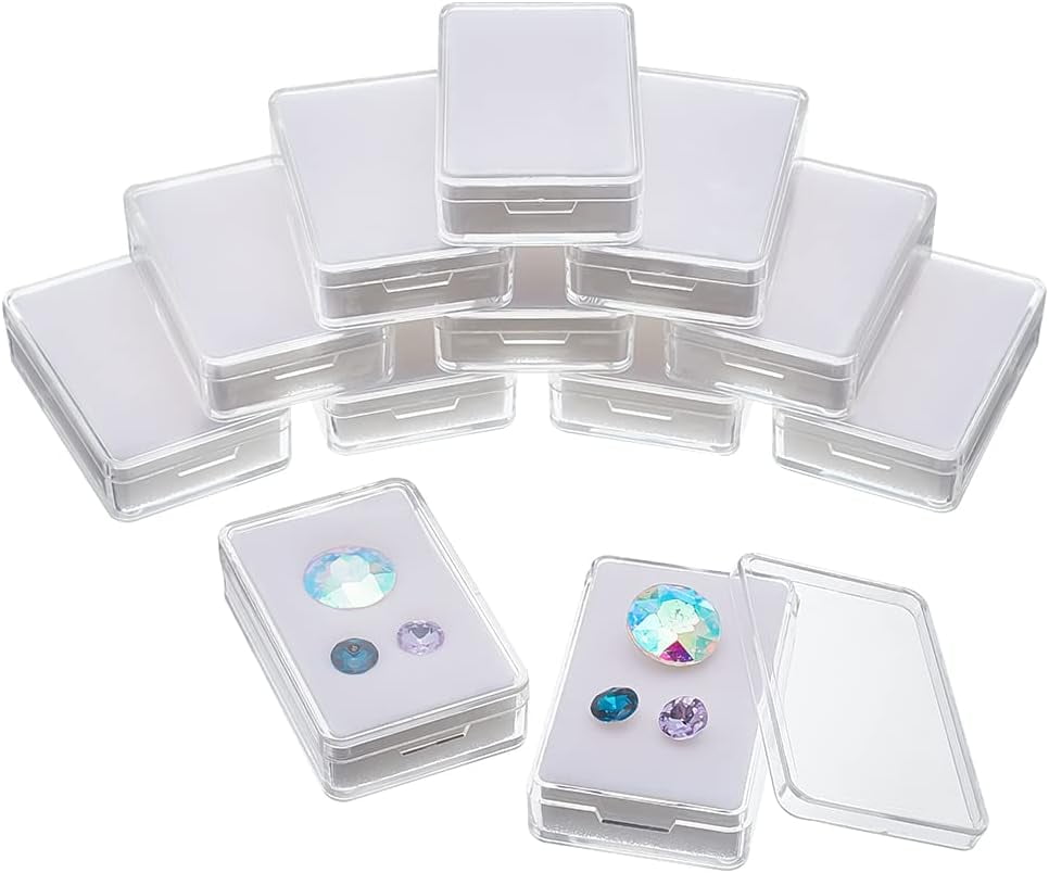 12 Pcs Gemstone Display Box 5.7x3.7x1.5cm Transparent Acrylic Rectangle ...