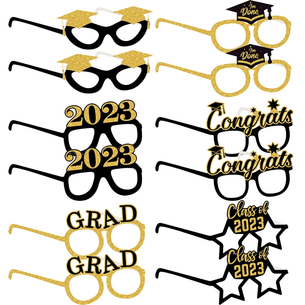 12 Pcs Glasses Photo Booth Props Graduation Party Class Reunion Season ...
