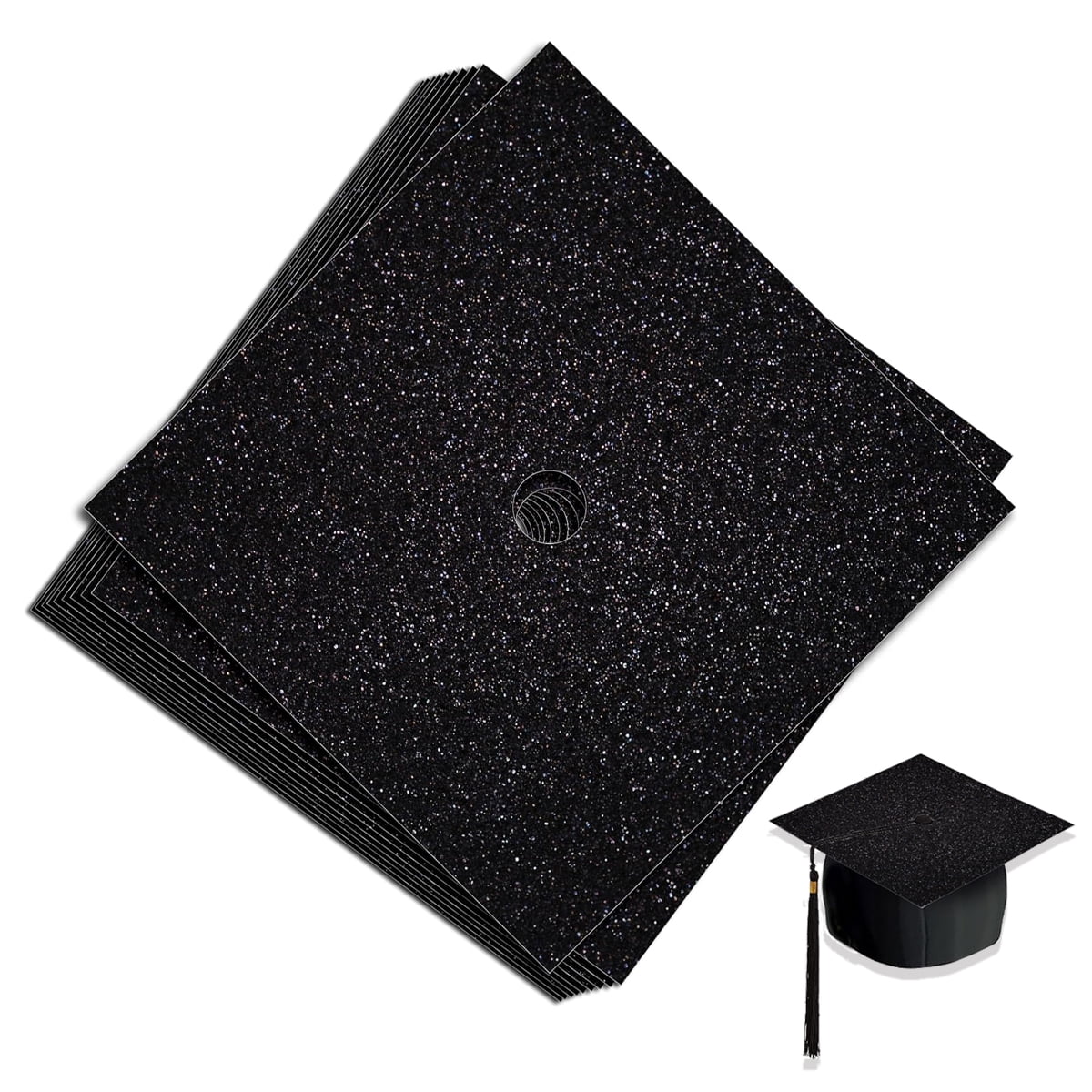 12 Pcs Glitter Graduation Cap Decorations Paper, Graduation Cap Topper ...