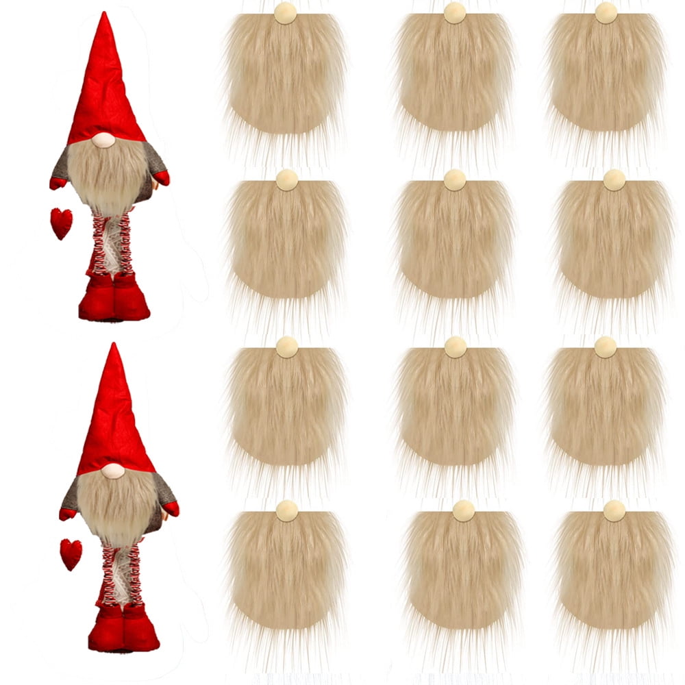 12 Pcs Gnome Beards for Crafts Christmas Faux Fur Fabric Precut Gnomes ...