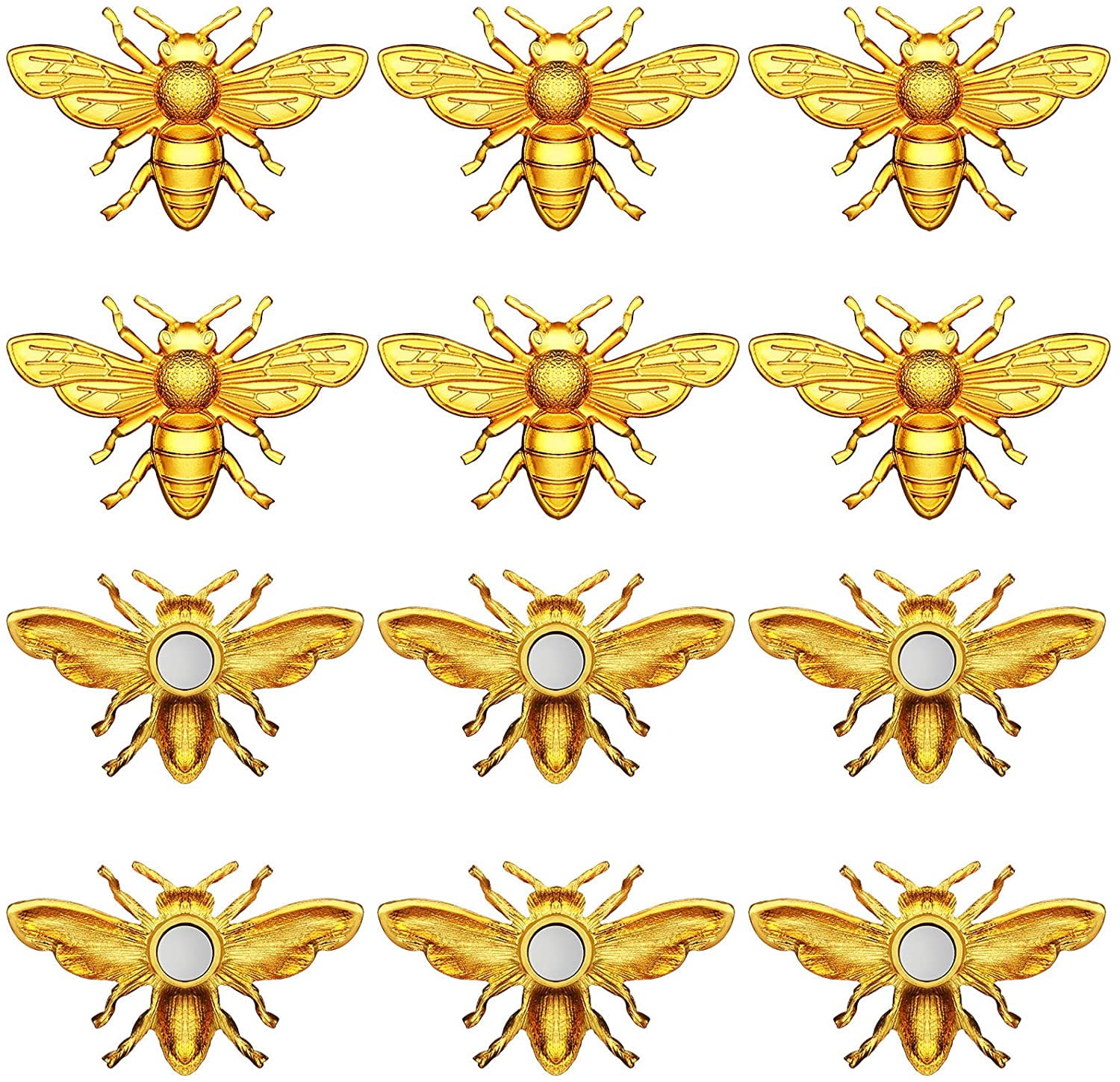 12 Pcs Gold Bee Refrigerator Magnets - Bee Statues Decorative, Mental ...