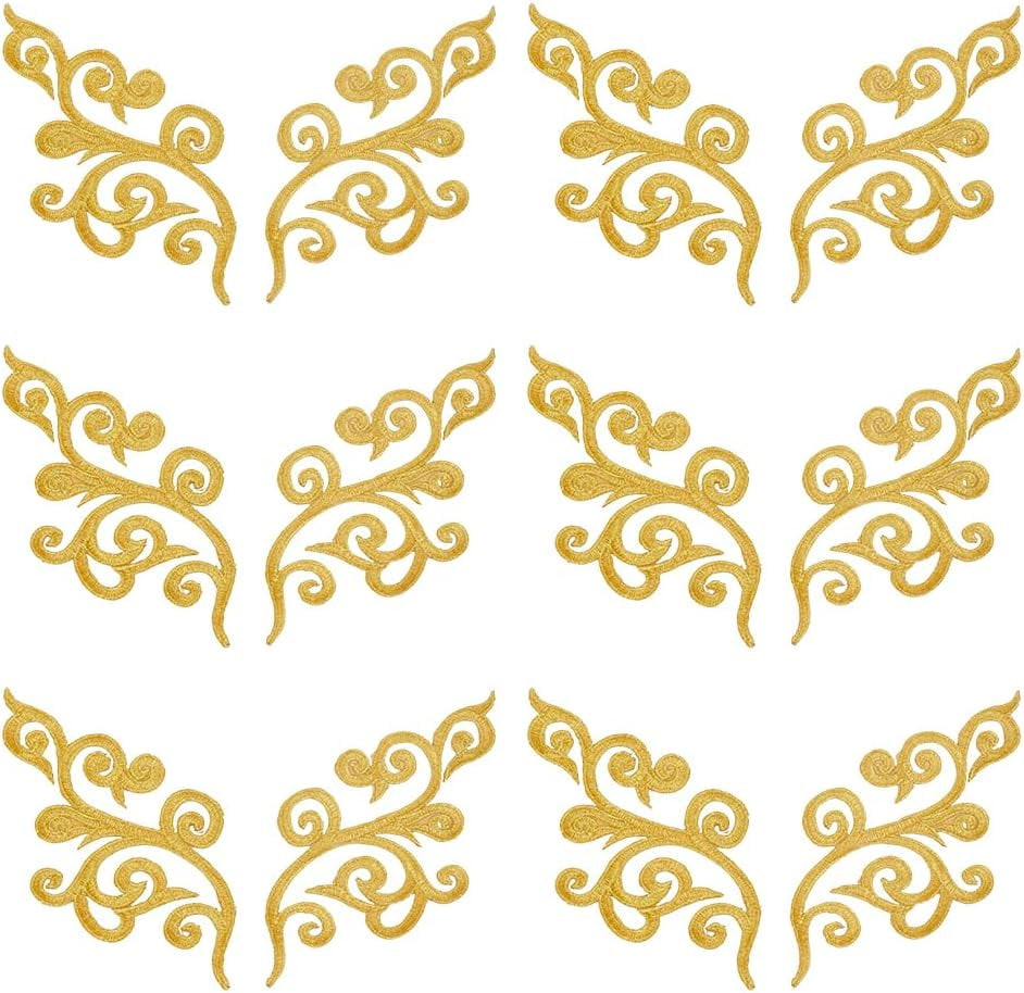 12 Pcs Gold Flower Embroidery Patch Embroidered Baroque Applique Iron ...