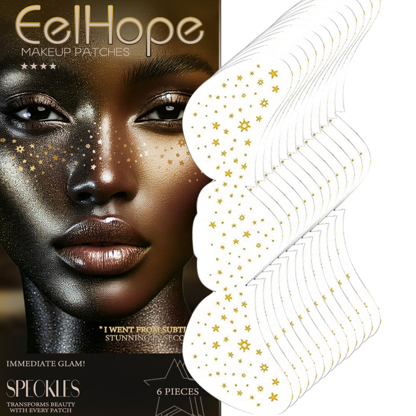 12 Pcs Gold Glitter Freckles，Glitter Freckles Face Tattoo，Waterproof ...