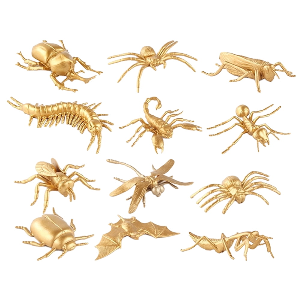 12 Pcs Gold Insect Toy Simulate Model Toys Aestechtic Room Decor ...