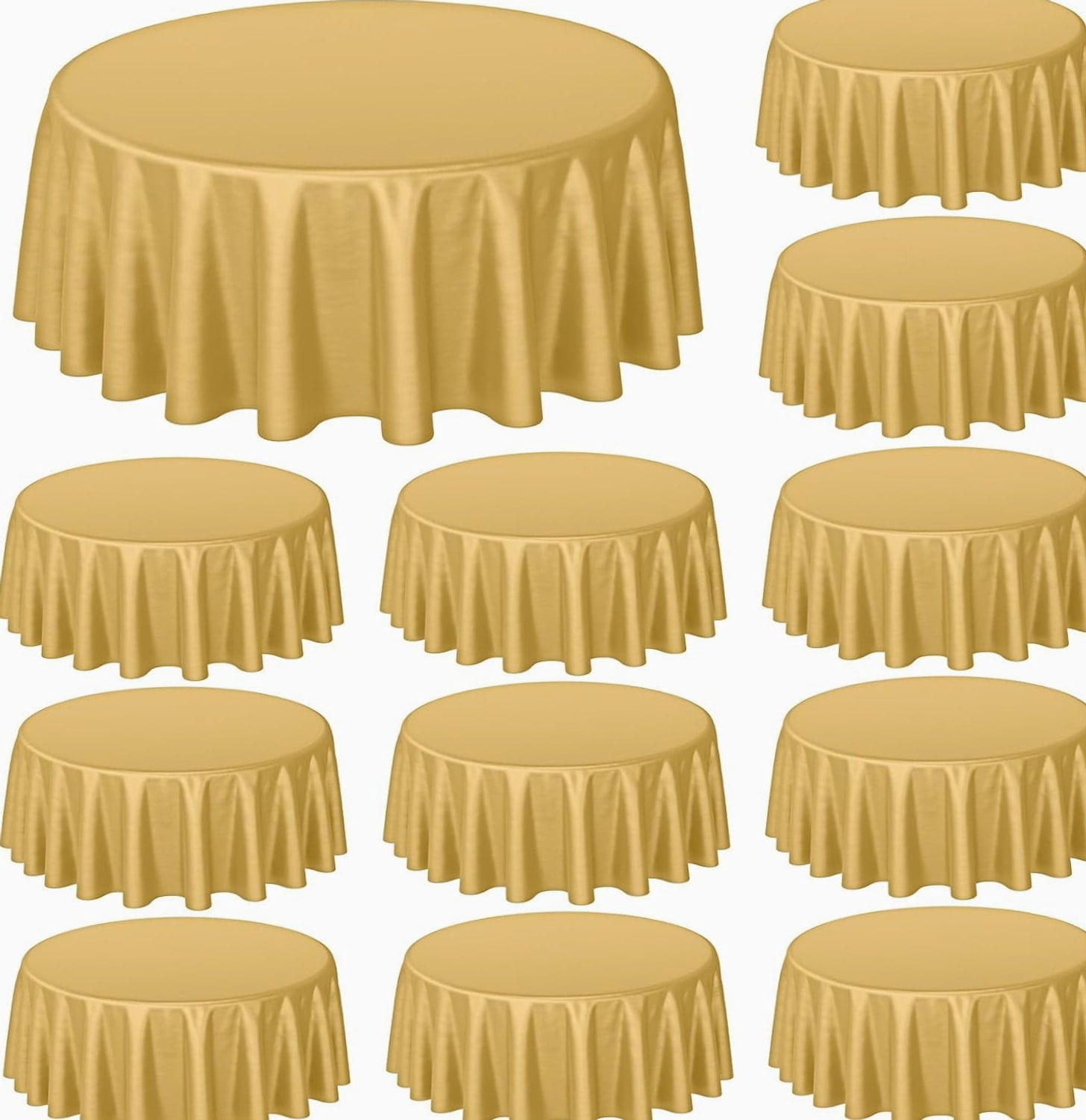 12 Pcs Gold Round Plastic Tablecloth Buryeah 12 84 84 Inch, Gold ...
