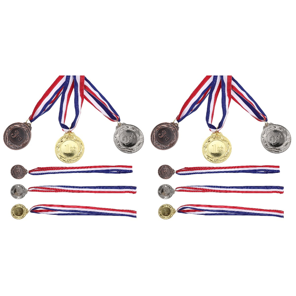 12 Pcs Gold Silver and Bronze Medals Decor for Children Trophy Sports ...