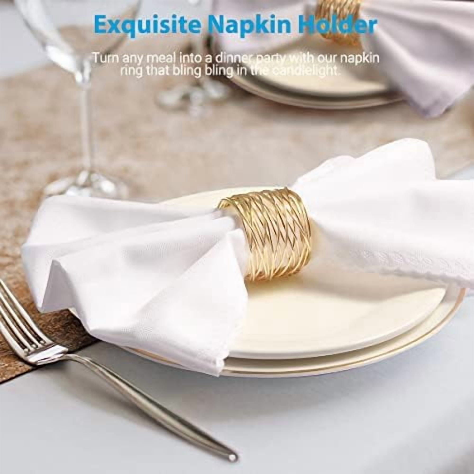 12 Pcs Gold Twisted Wire Mesh Napkin Rings Holders Décor Dinner Party ...