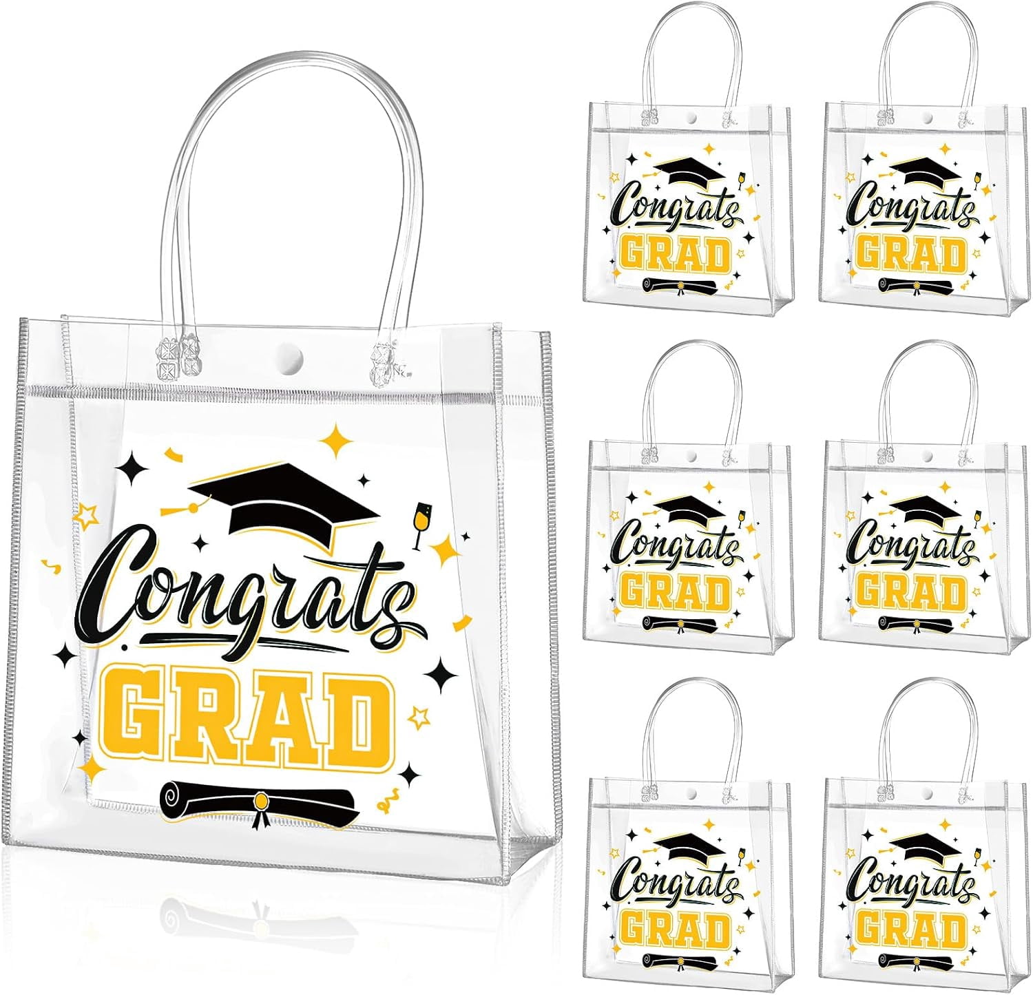 12 Pcs Graduation Gift Bags 2026 Congrats Grad Reusable Plastic Goodie ...
