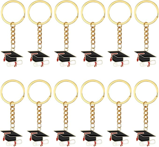 12 Pcs Graduation Keychain Graduation Keyring Charms Graduation Cap ...