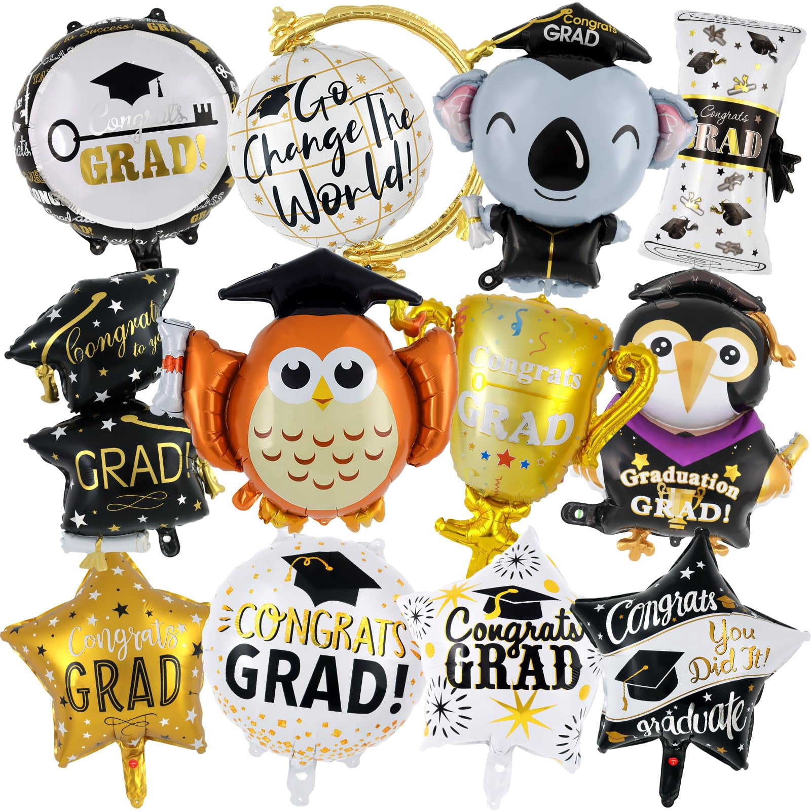12 Pcs Graduation Party SSF20 Balloons, Congrats Grad Aluminum Foil ...