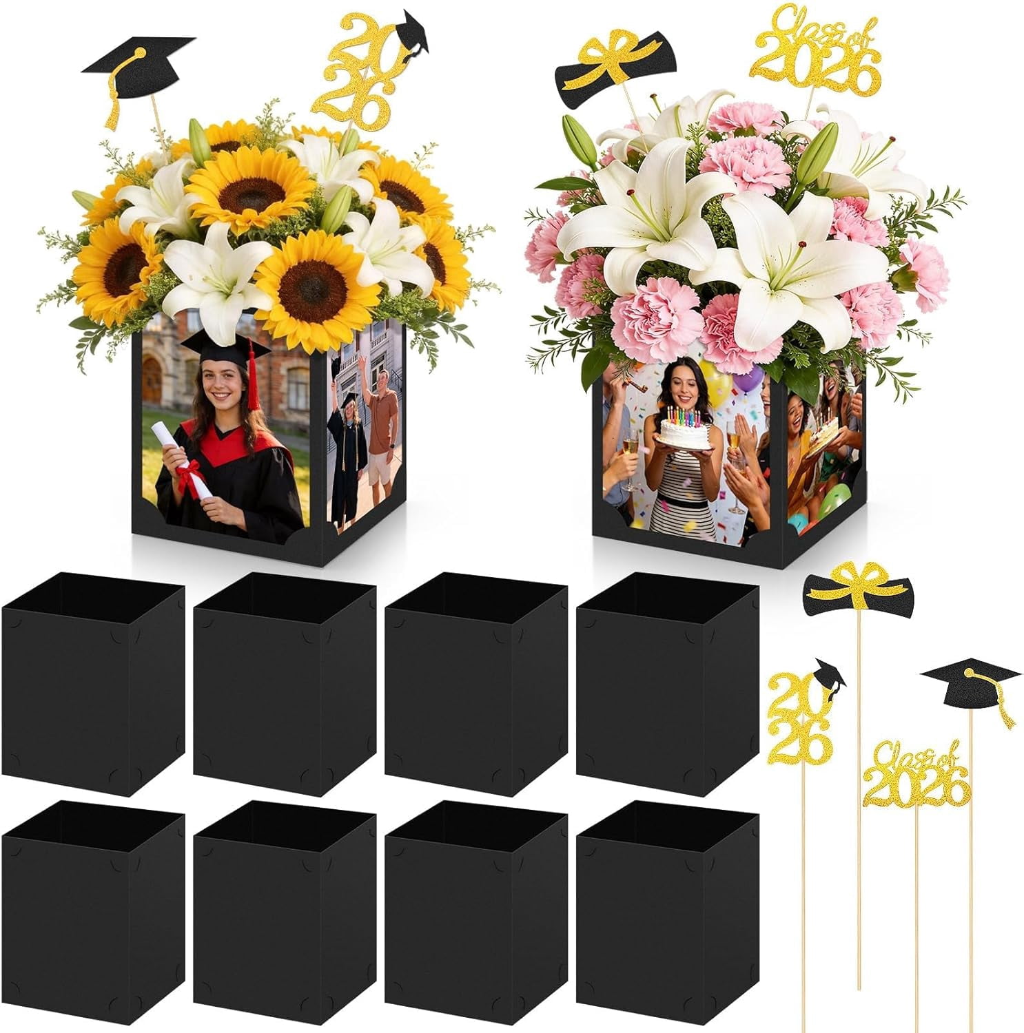12 Pcs Graduation Picture Centerpieces for Tables, 6 Inch Photo Display ...