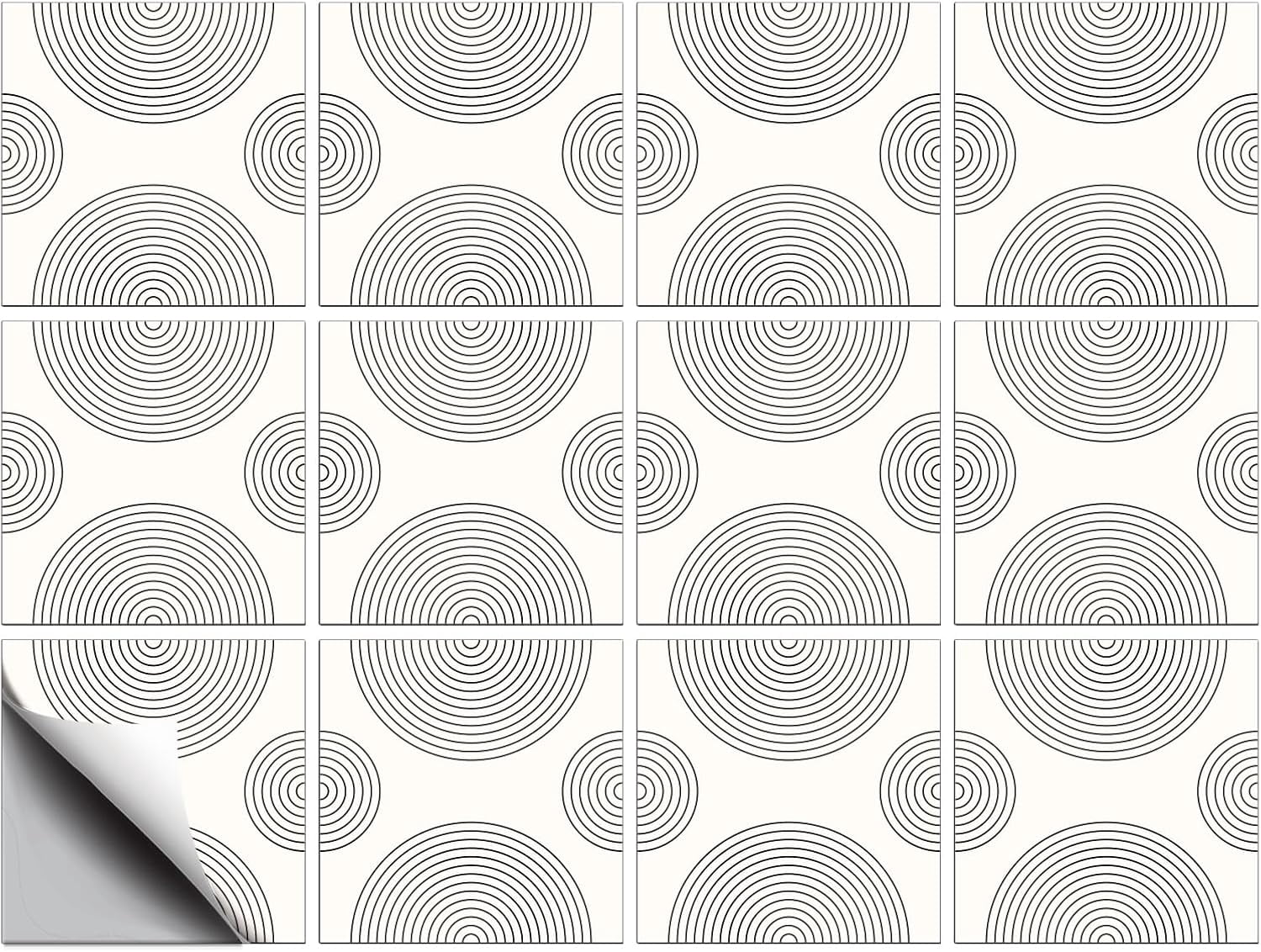 12 Pcs Grey Geometric Tile Stickers Arc Pattern Peel and Stick Wall ...