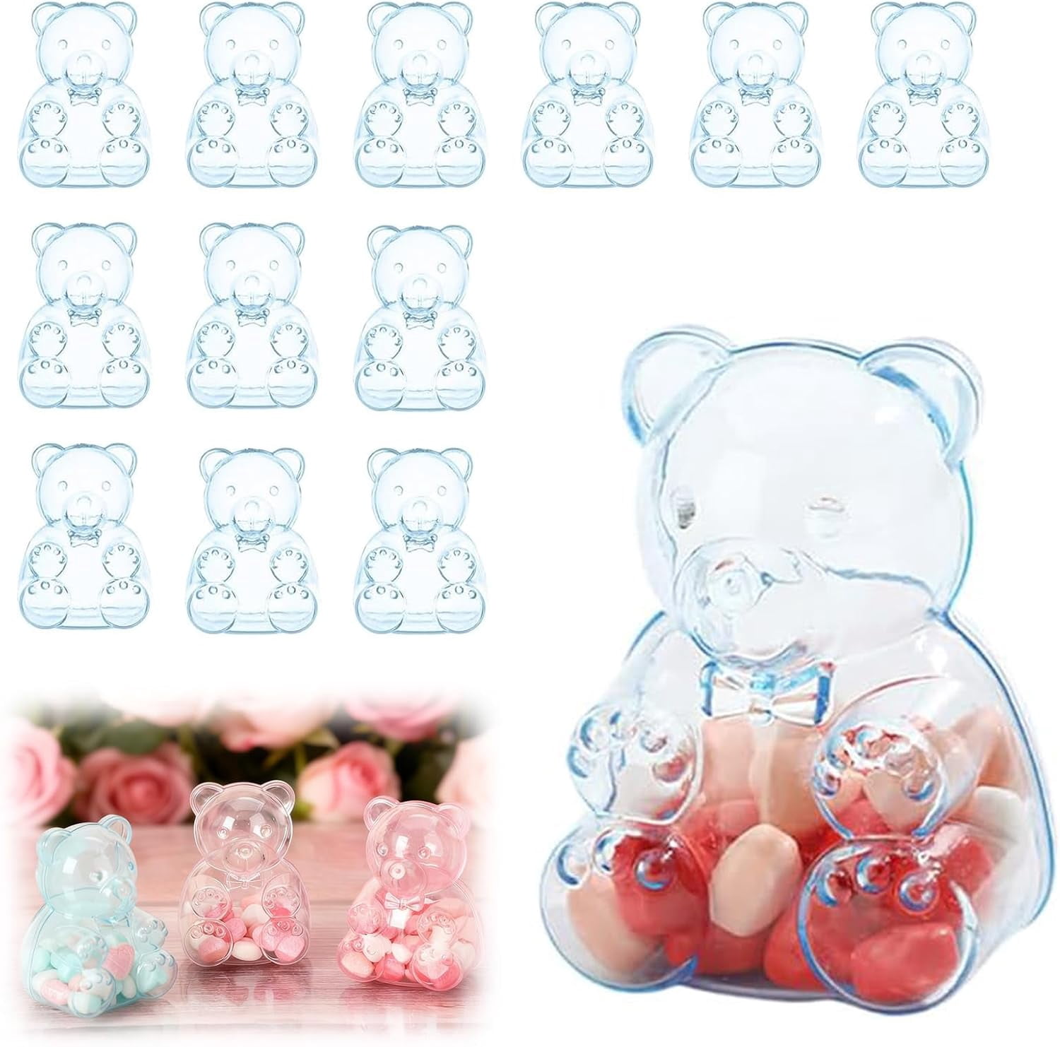 12 Pcs Gummy Bear Container, 2026 Small Plastic Gummy Bear Container ...