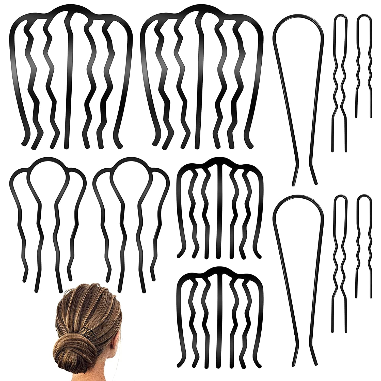 12 Pcs Hair Side Combs, Hair Fork Clips, Hair Pins Combs, French Twist ...