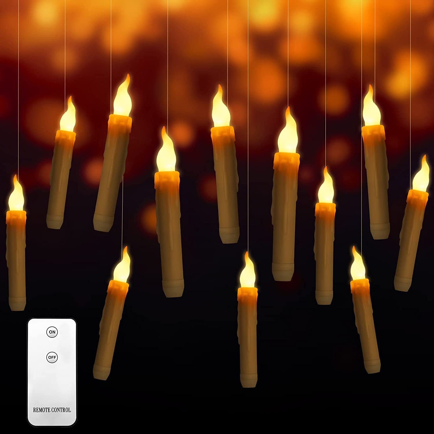12 Pcs Halloween Floating Candles with Remote Control LED Flameless ...