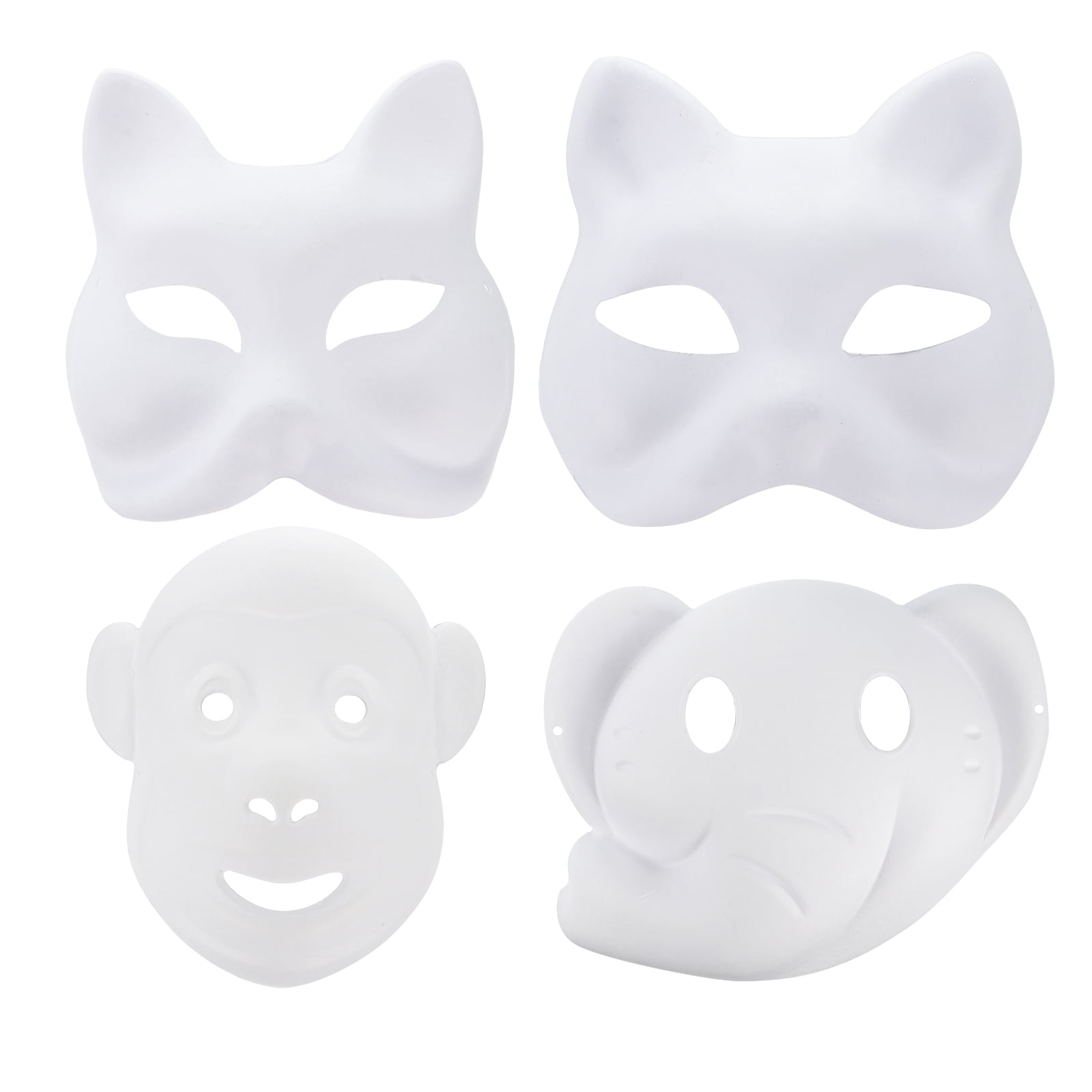 12 Pcs Halloween Fox Animals Mask Paper Blank Masquerade Monkey Child ...