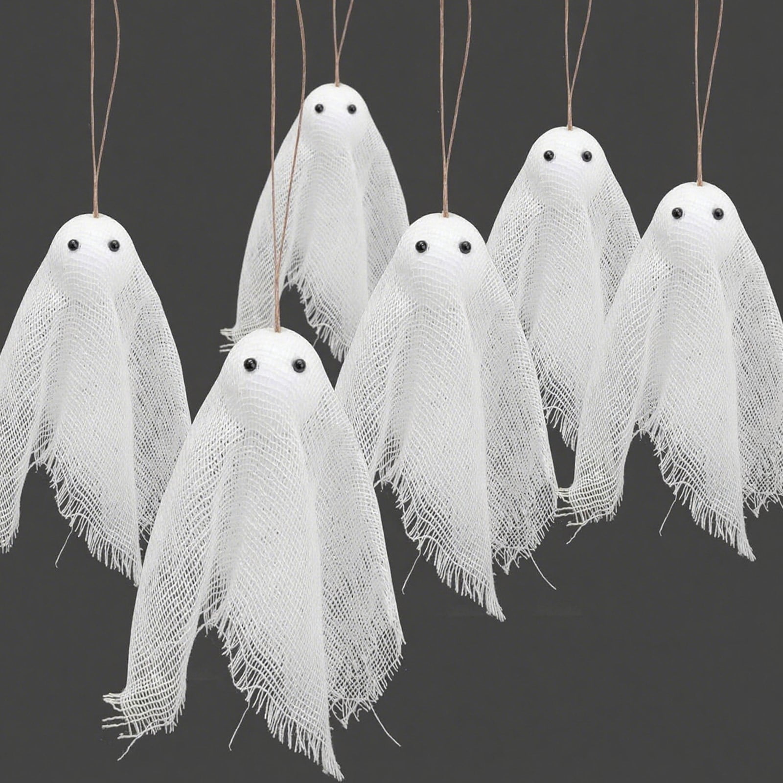 12 Pcs Halloween Hanging Ghost with White Gauze Cloth nd Black Eyes for ...