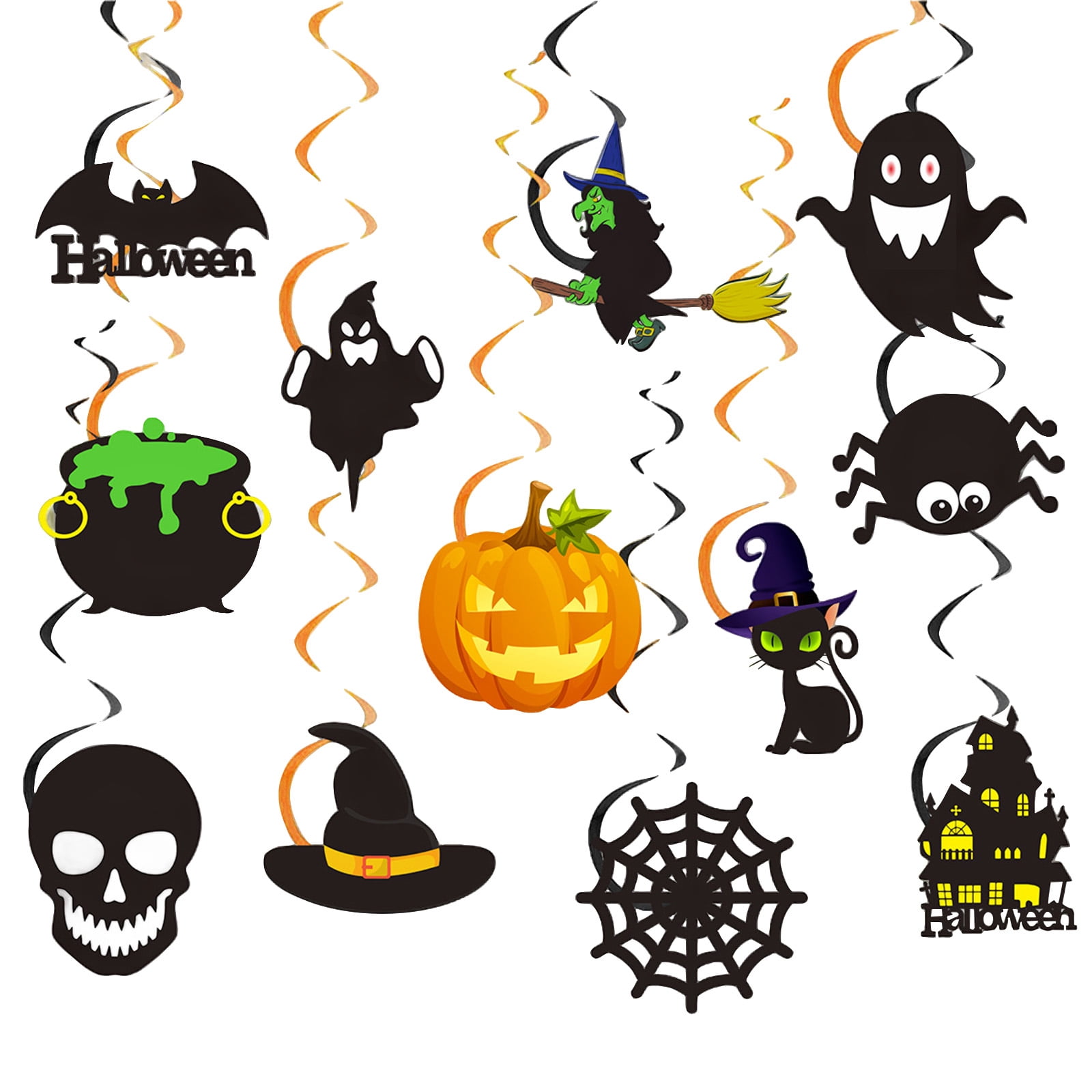12 Pcs Halloween Spooky Hanging Swirls — Vivid Designs with Eerie ...