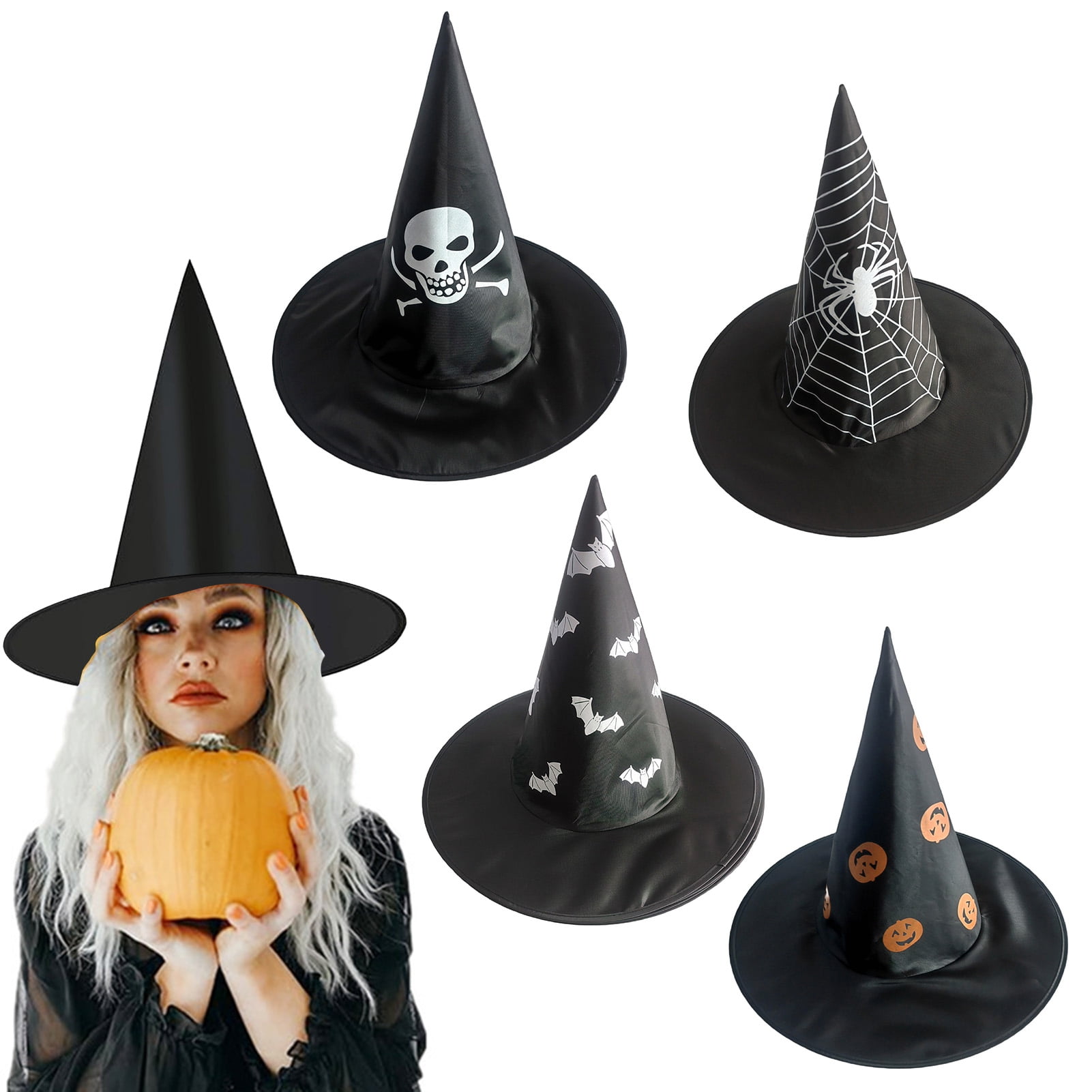 12 Pcs Halloween Witch Hats: Foldable Black Witch Hat for Adults and ...