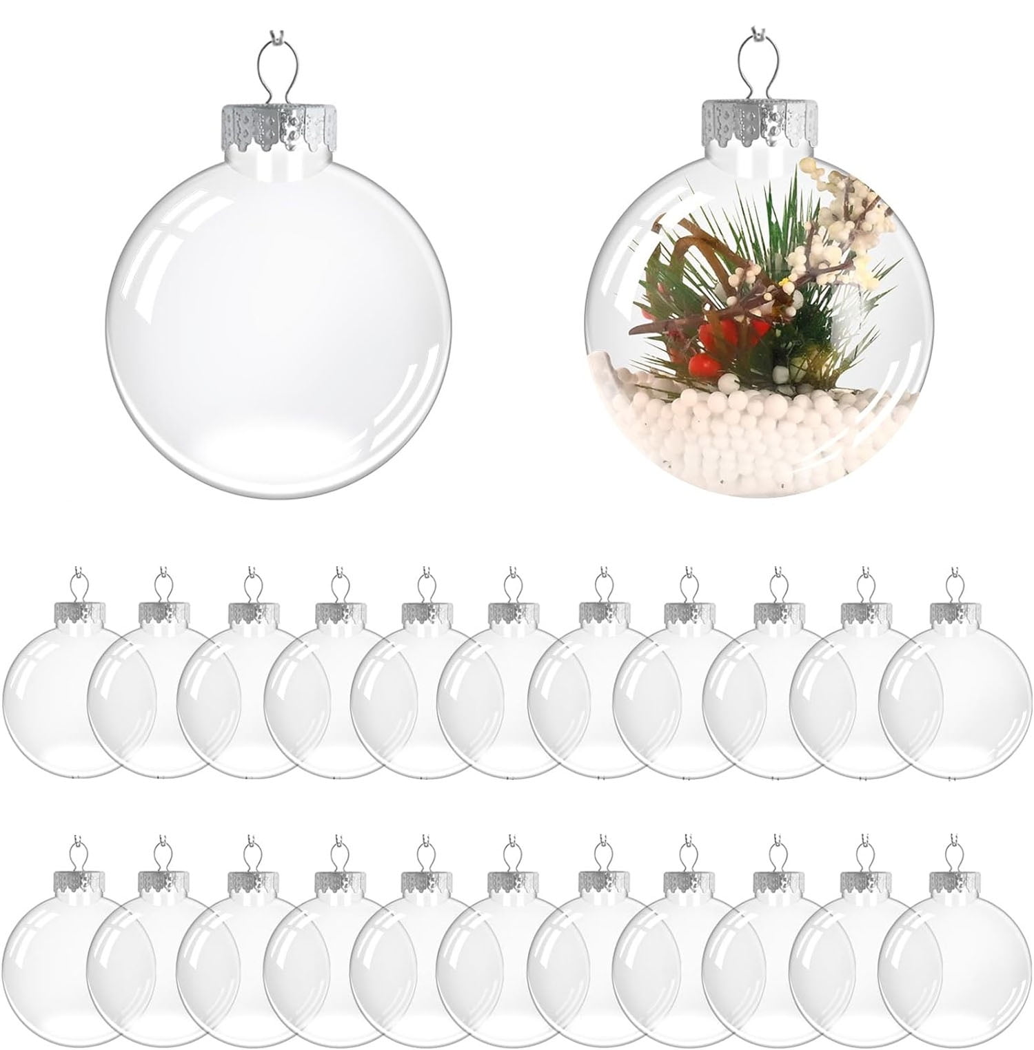 12 Pcs Hanging Clear Plastic Fillable Ornaments Balls, 2.36" DIY ...