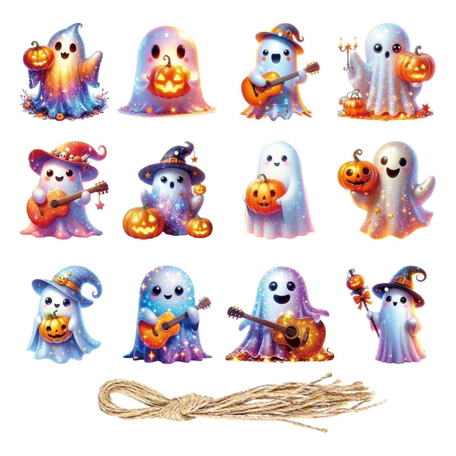 12 Pcs Hanging Ornaments Cutouts with Ropes Tree Decorations for Yard Lawn Trick or Treat Party ...