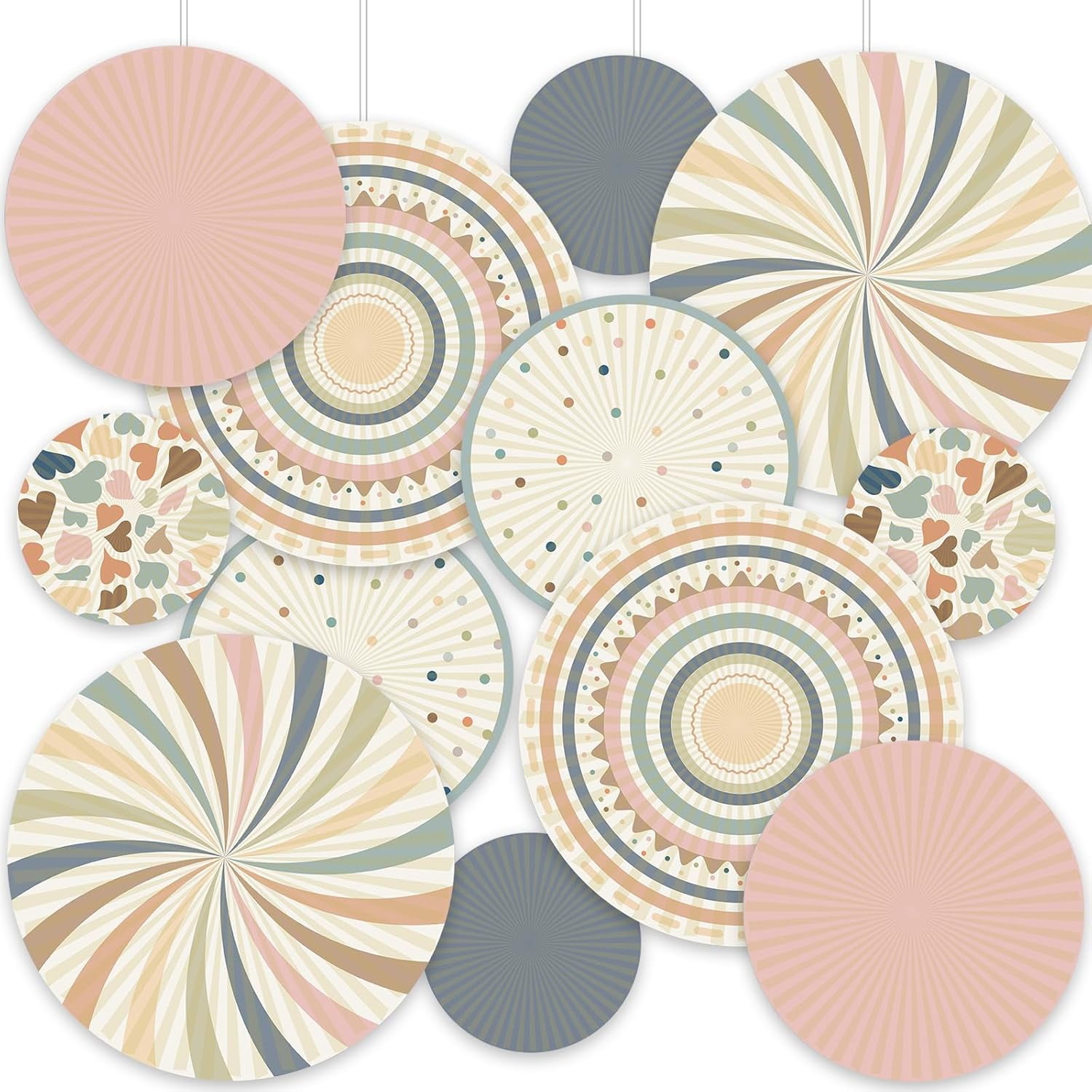 12 Pcs Hanging Paper Fans Decorations Back to School Colorful Round ...