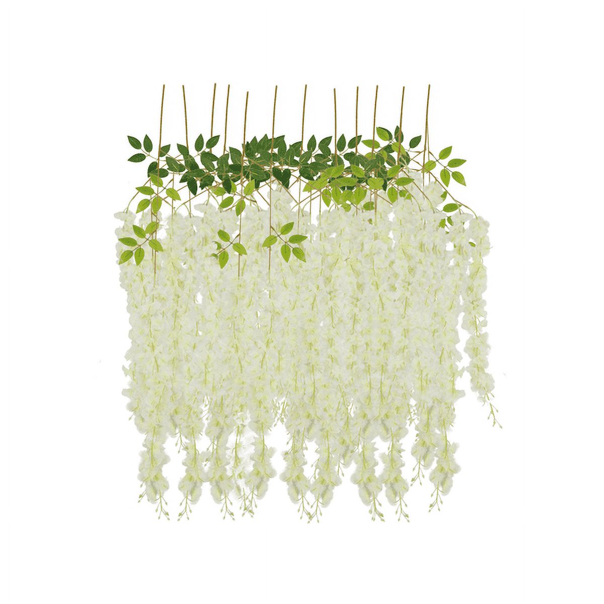12 Pcs, Hanging Wisteria Vines Silk Flower Stem - Ivory for Wedding ...