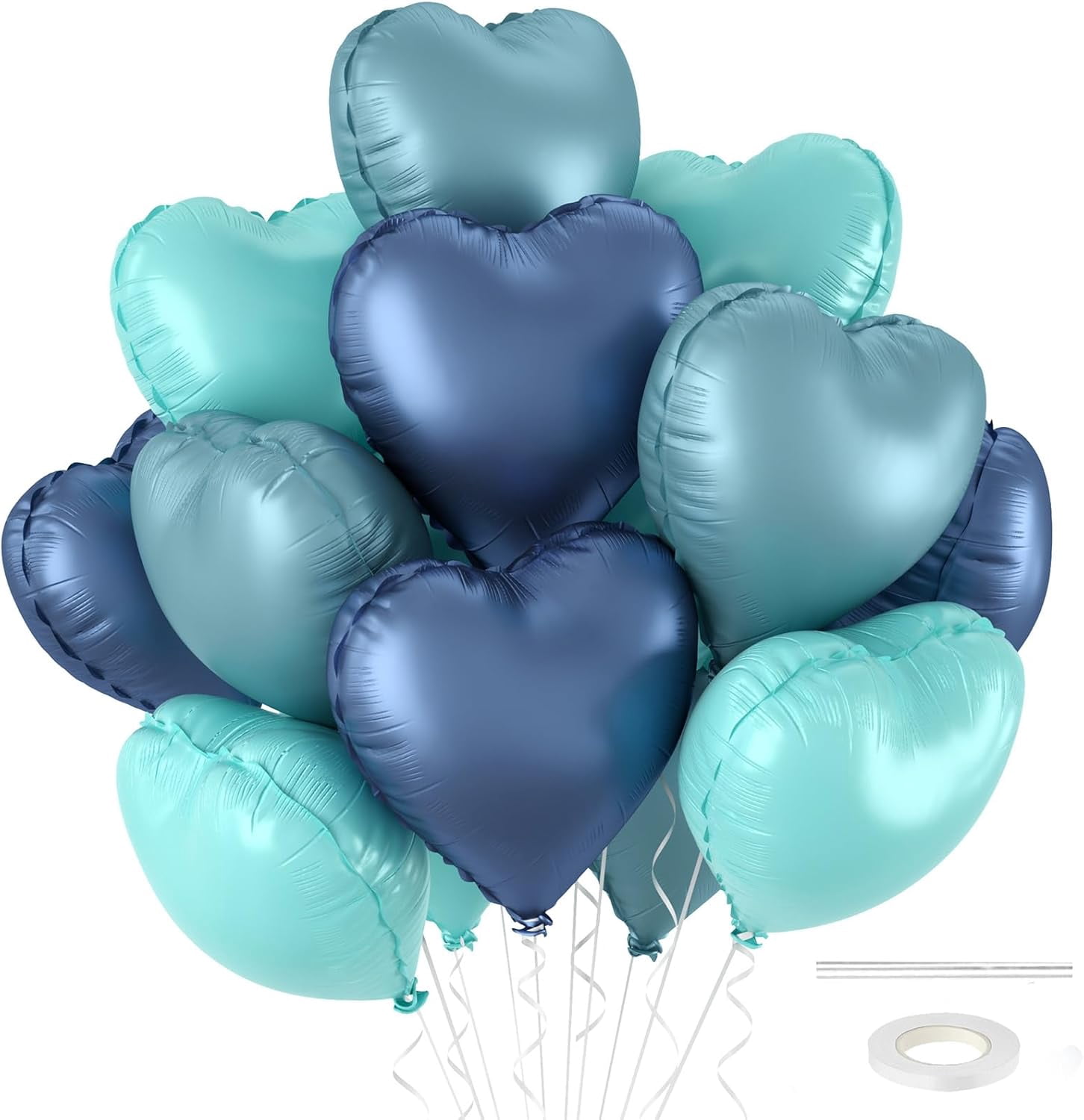 12 Pcs Heart Balloons, 18 inch Dusty Blue Heart Shaped Balloons, Big ...