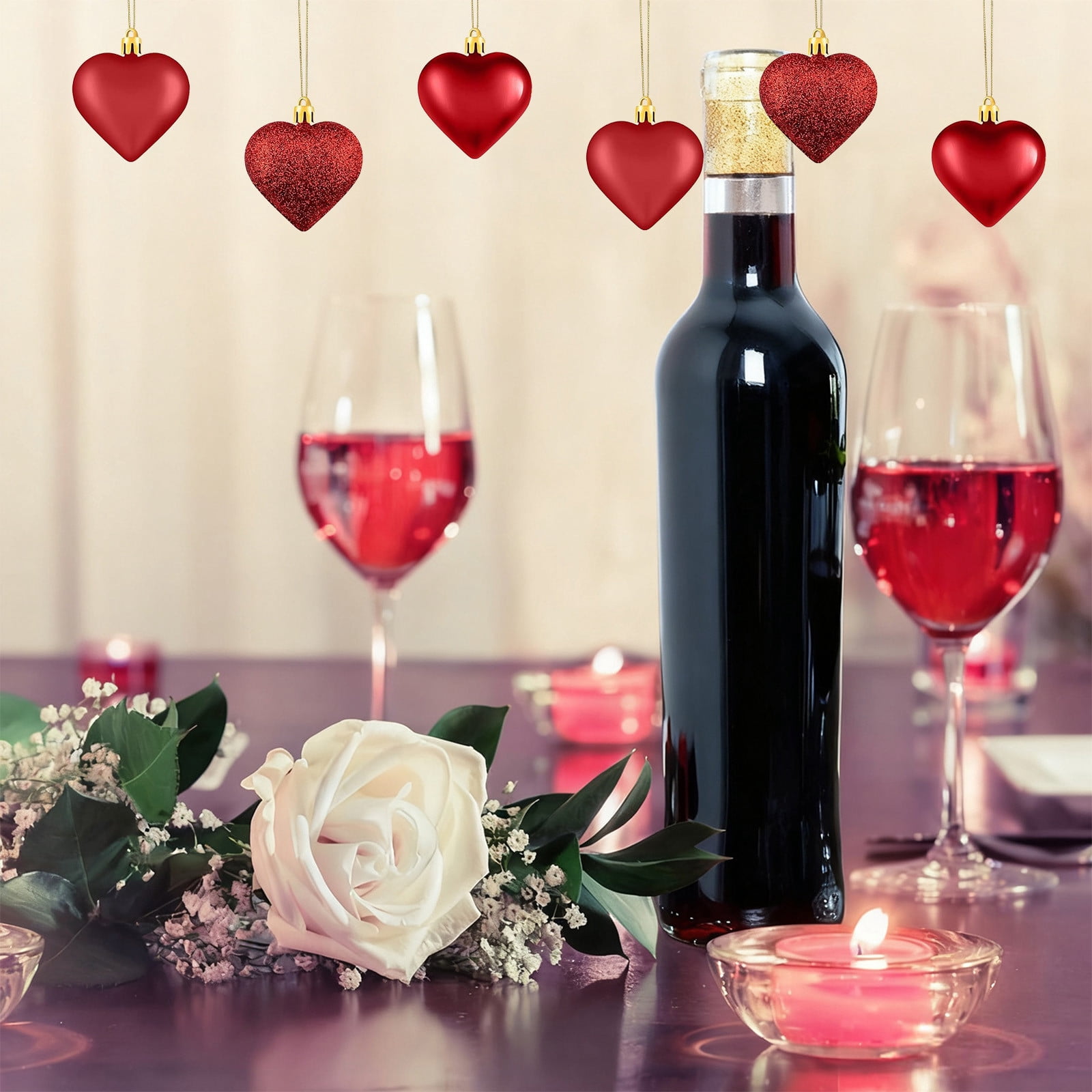 12 Pcs Heart-Shaped Decorations Romantic Heart-Shaped Hanging Ornaments ...