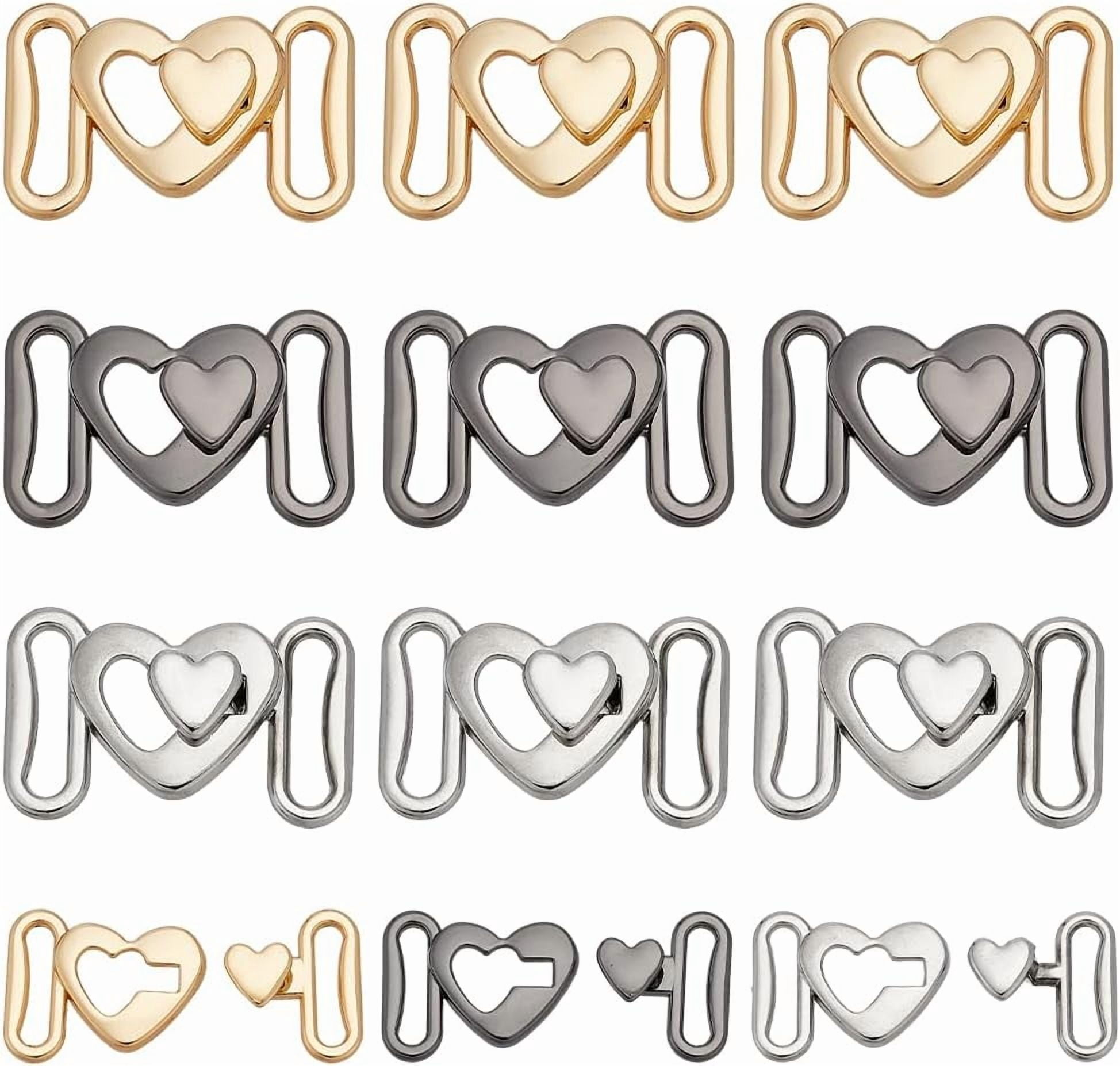 12 Pcs Heart Shaped Metal Roller Buckles 3 Colors Alloy Clasps Shinning ...