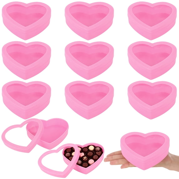 12 Pcs Heart Shaped Storage Box, 4.9 x 3.9 x 1.4 in Plastic Case with ...
