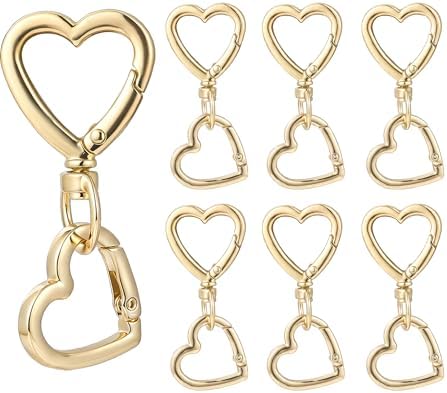 12 Pcs Heart Swivel Spring Clasps，Metal Spring Key Chain Hook Clasps ...
