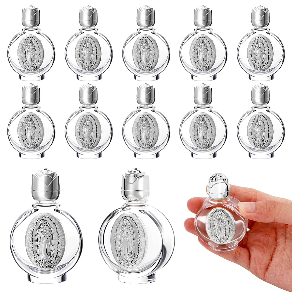 12 Pcs Holy Water Bottles 0.5 Floz Embossed Portable Empty Glass Travel ...