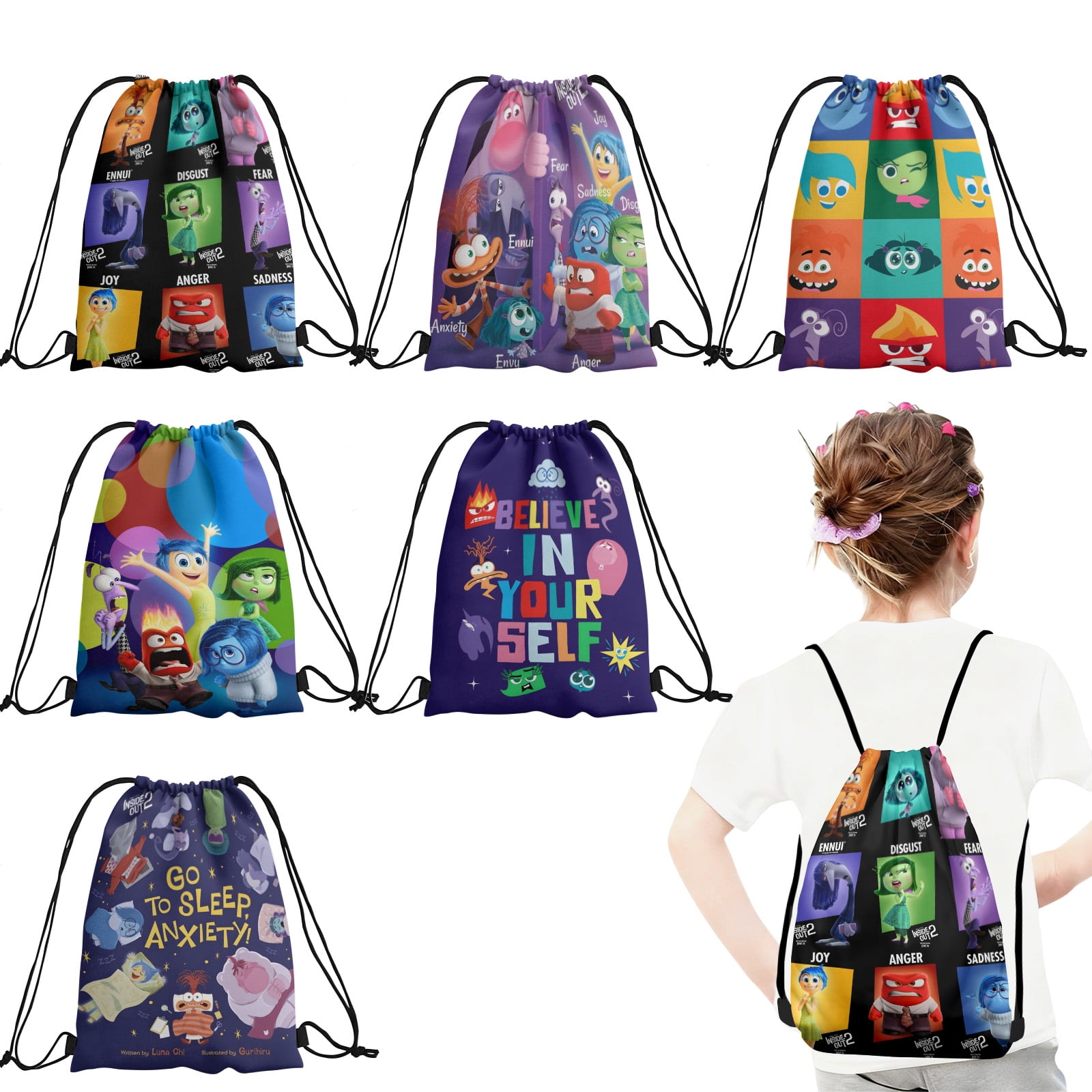 12 Pcs Inside Out Candy Drawstring Bag Drawstring Goodie Favor Bags for ...
