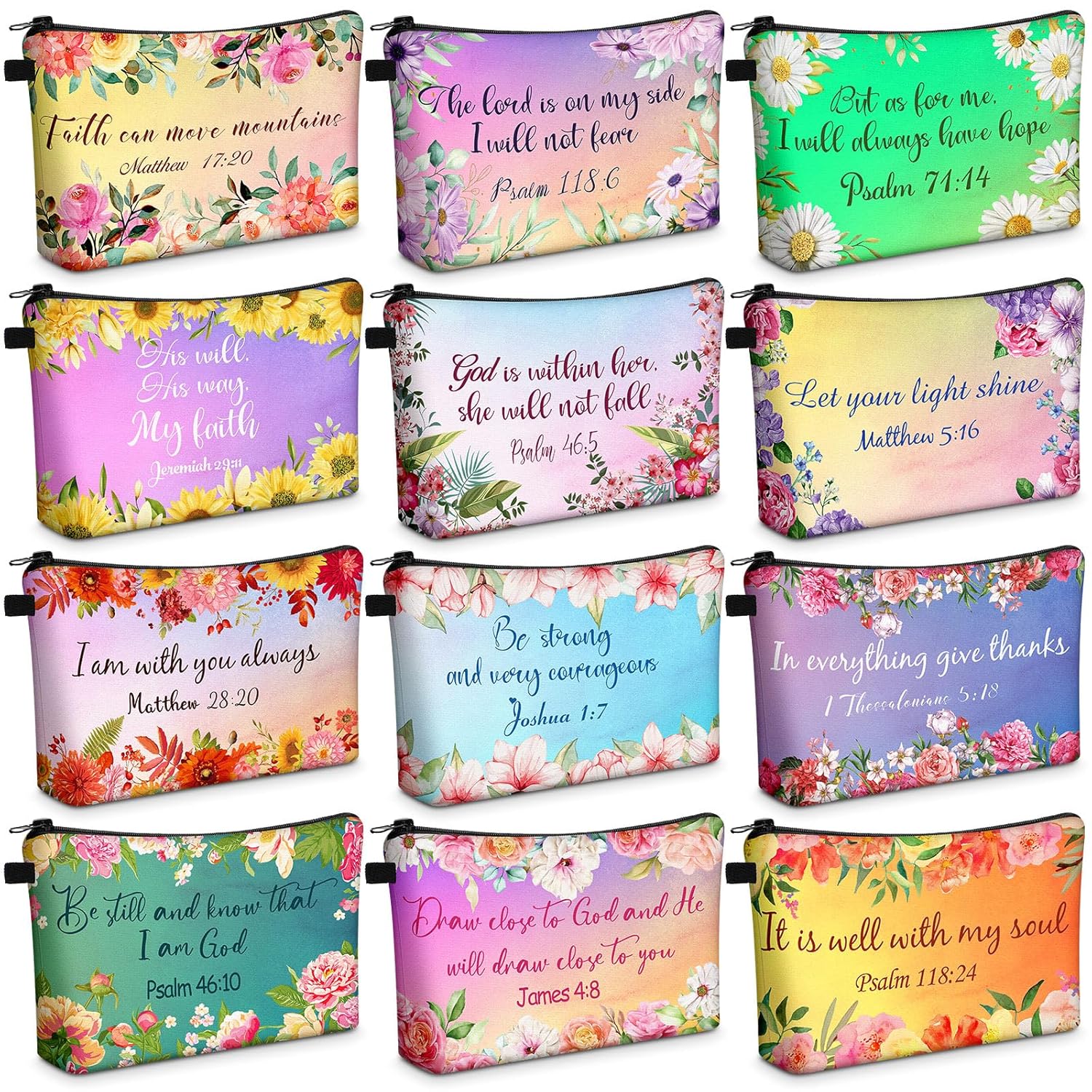 12 Pcs Inspirational Christian Gifts Religious Makeup Bags Bulk for ...