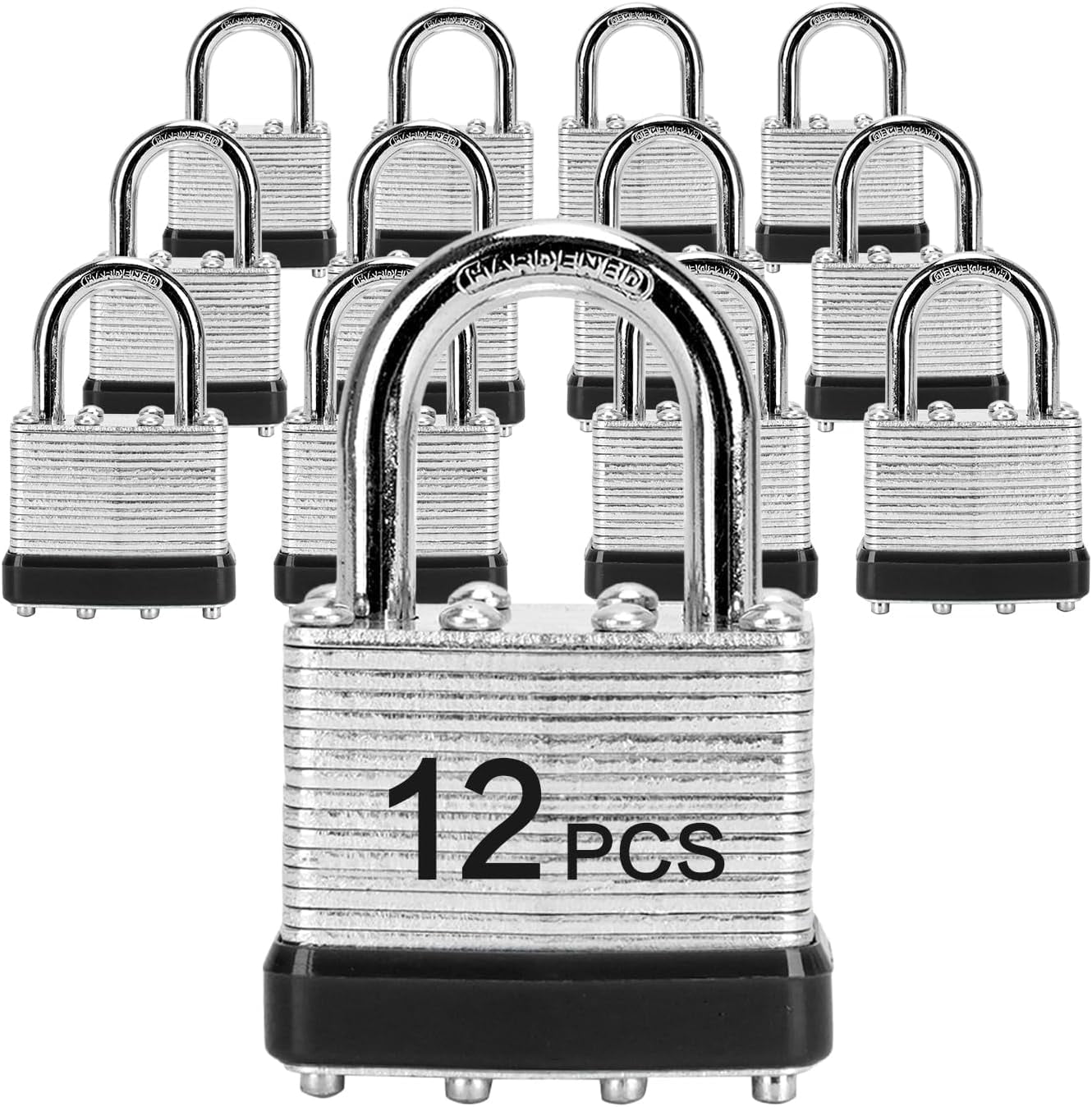 12 Pcs Keyed Alike Padlocks with Same Key, Laminated Padlock (1-9/16 ...