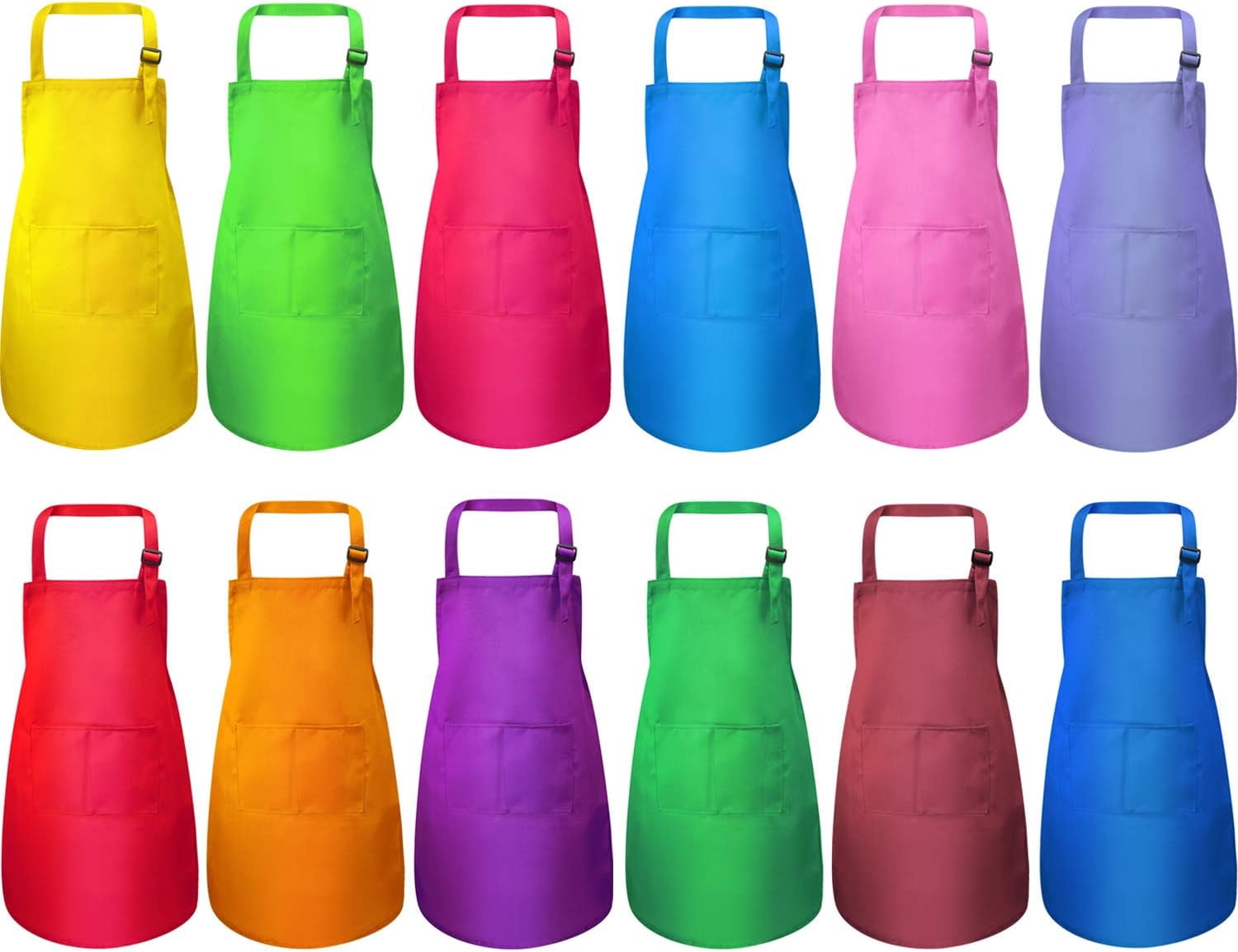 12 Pcs Kids Apron for 2-13 Age Adjustable Children Chef Art Smock with ...