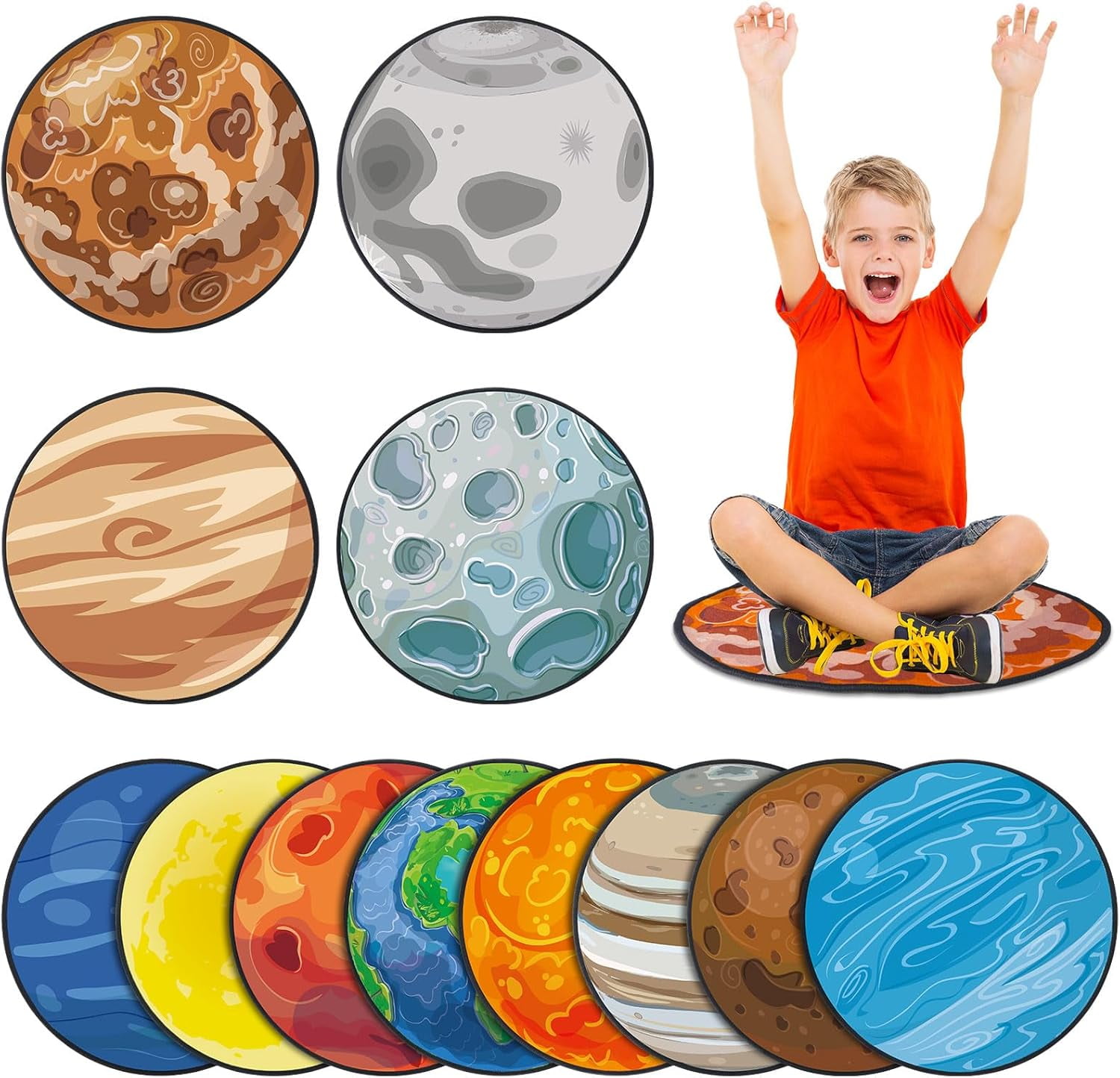 12 Pcs Kids Carpet Circle Seats for Classroom 16 Inch Space Planet ...