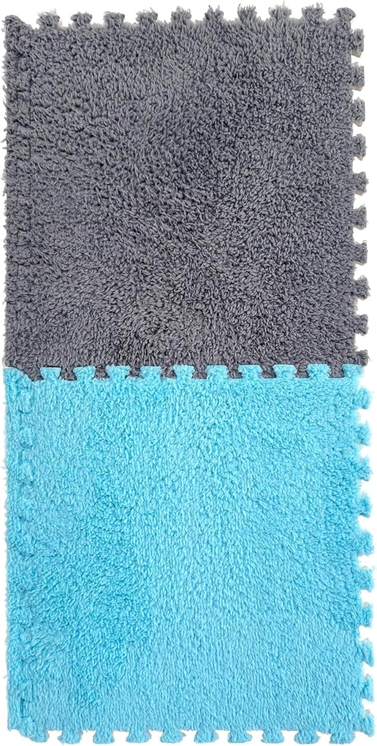 12 Pcs Kids Interlocking Plush Carpet Tiles with Border, Extra Large ...