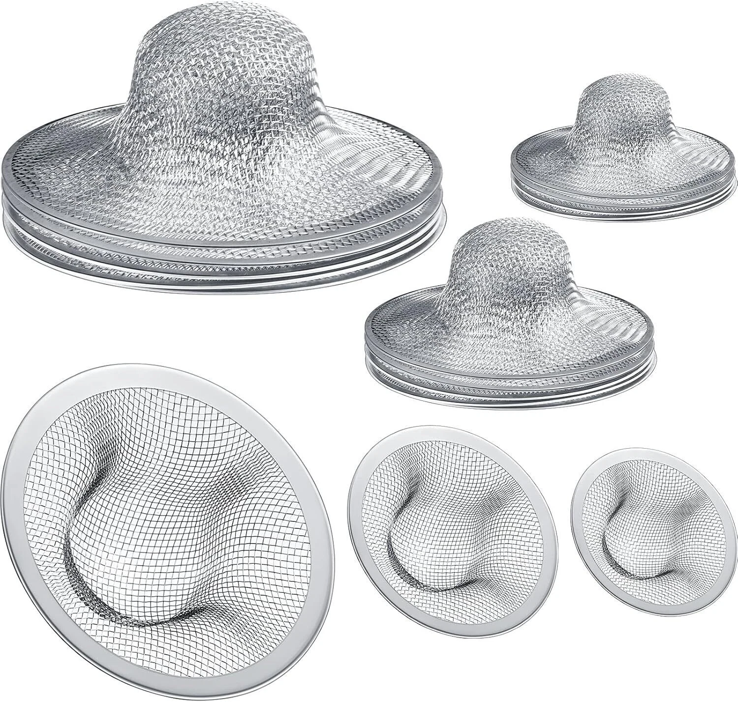 12 Pcs Kitchen Sink Strainer Stopper Stainless Steel Drain Basket Waste ...
